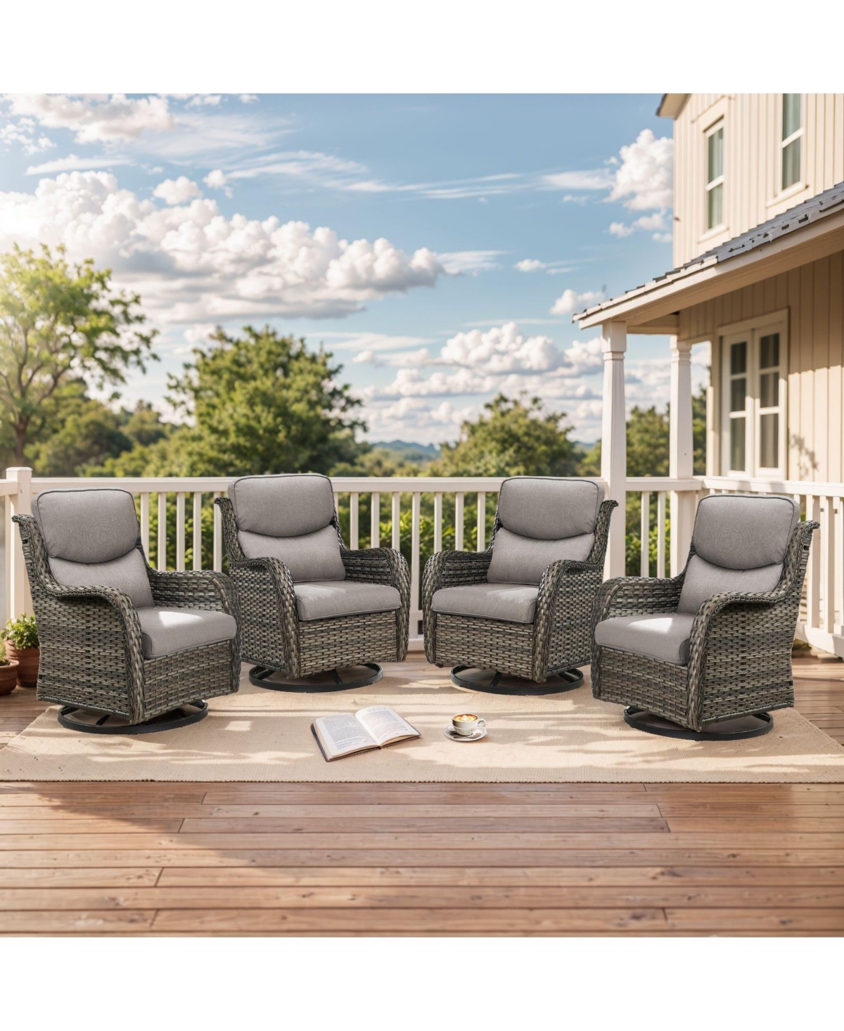 Click here for Pocassy 4 Pieces Outdoor Gliders Chairs Swivel Cha... prices