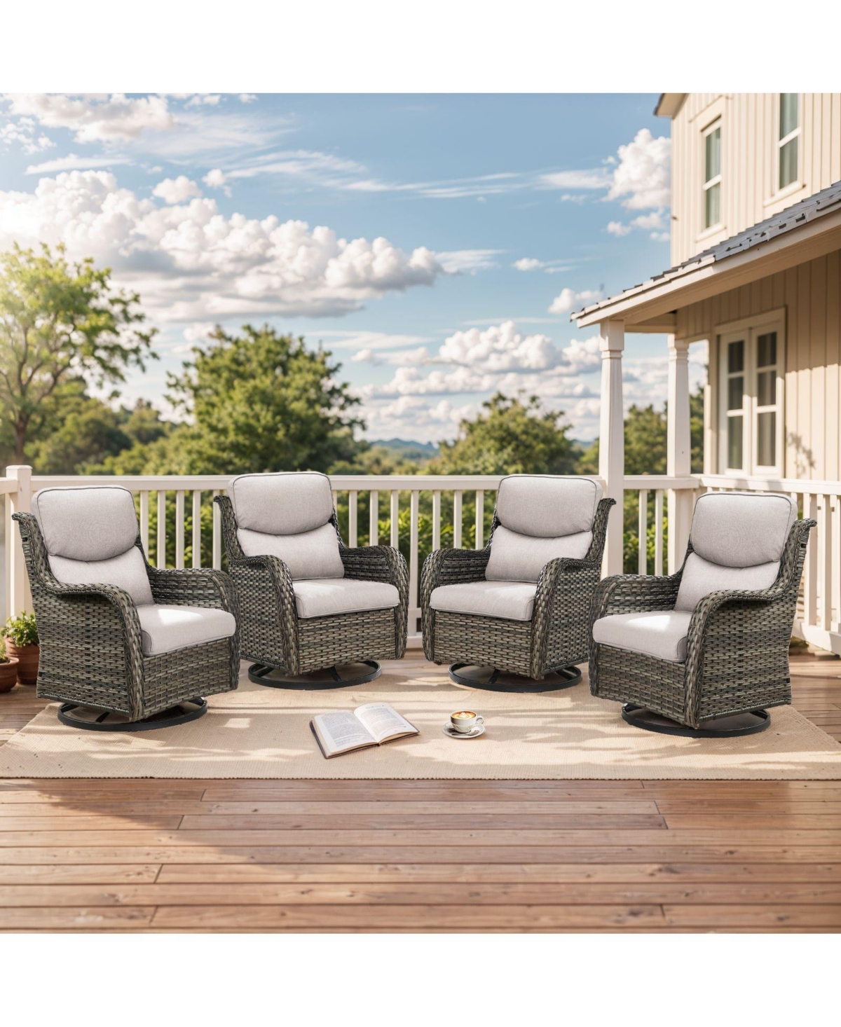 Click here for Pocassy 4 Pieces Outdoor Gliders Chairs Swivel Cha... prices