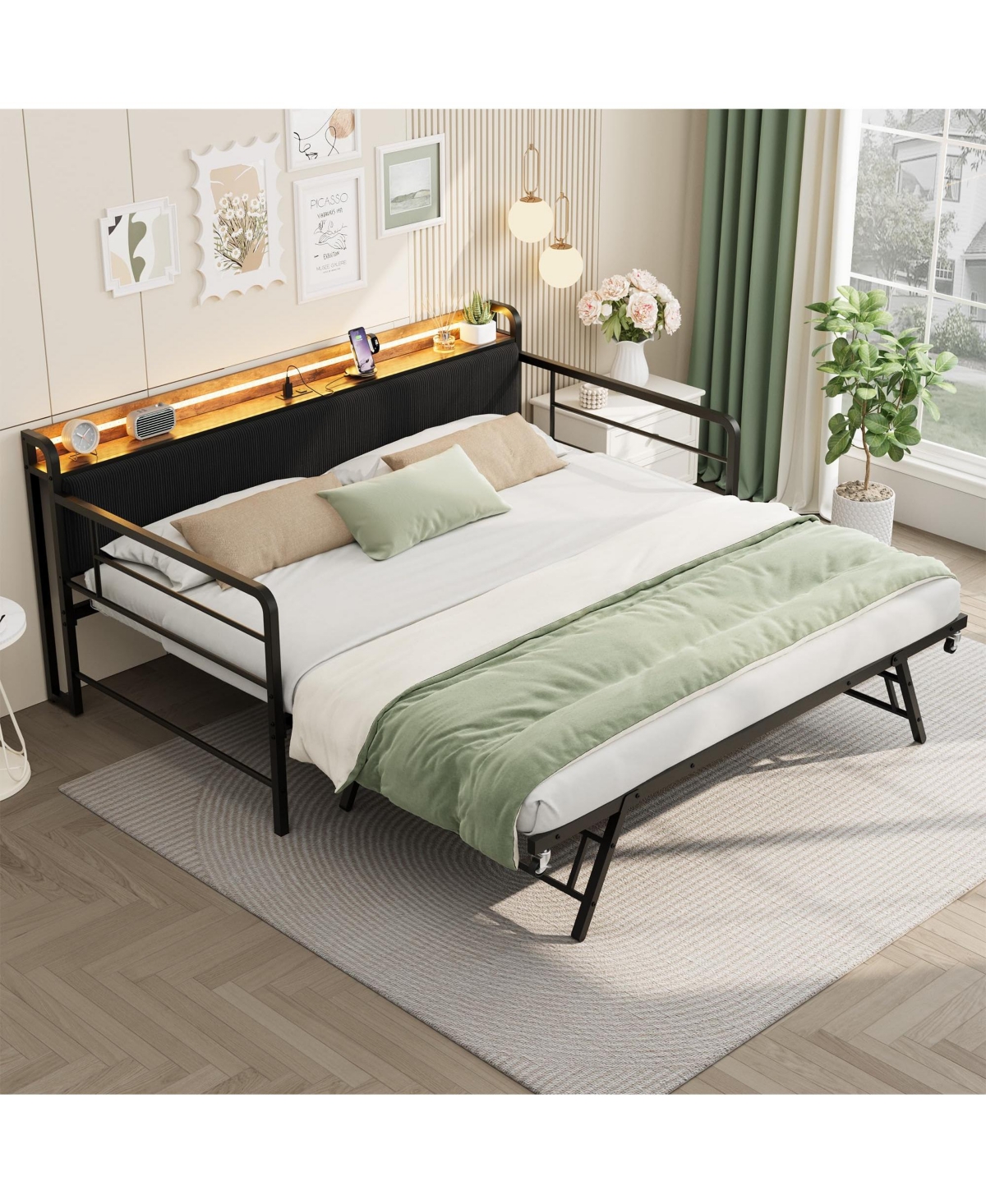 Click here for homfan Twin Daybed with Pop-Up Trundle  Led Lights... prices