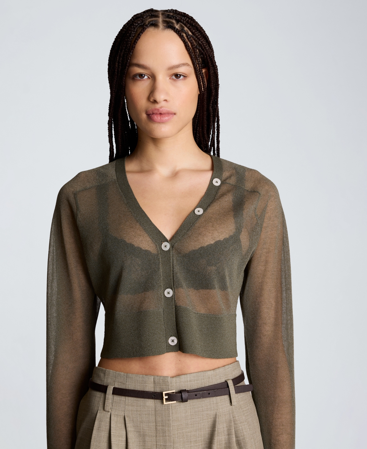Click here for Kenneth Cole Womens Sheer Saddle Shoulder Crop Car... prices