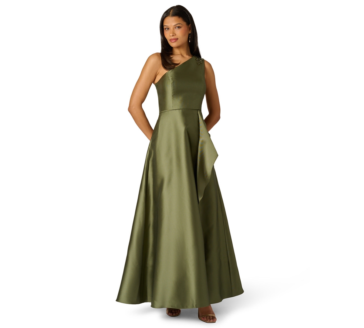 Click here for Adrianna Papell Petite One-Shoulder Ball Gown - Ju... prices
