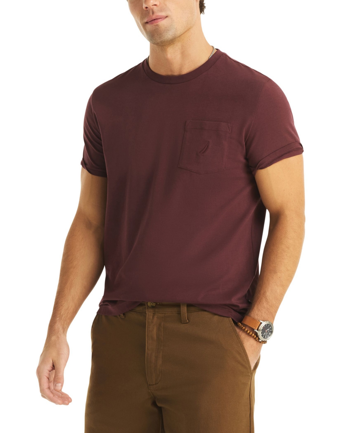 Click here for Nautica Mens Classic-Fit Solid Crew Neck Pocket T-... prices