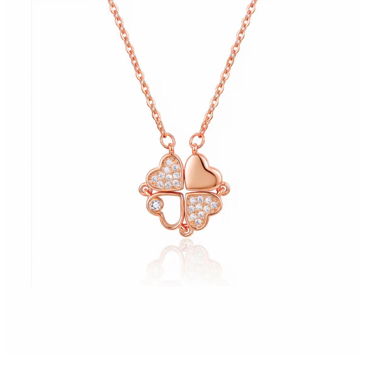 Click here for Rebl Jewelry Clover Pendant Necklace - Rose gold prices