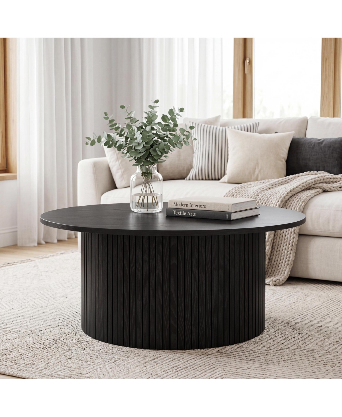 Click here for gaomon Modern Fluted Coffee Table Round Accent Tab... prices