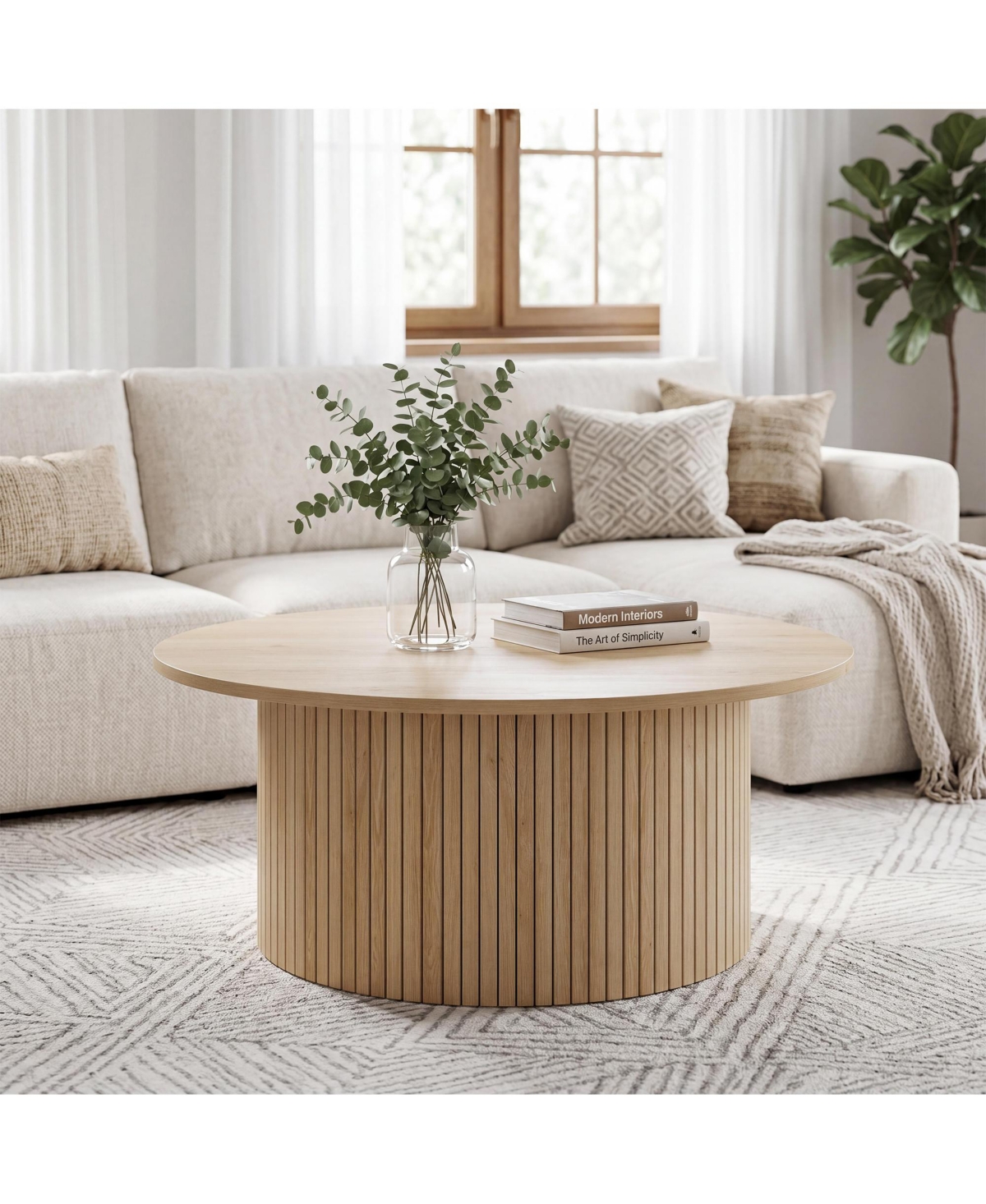 Click here for gaomon Modern Fluted Coffee Table Round Accent Tab... prices
