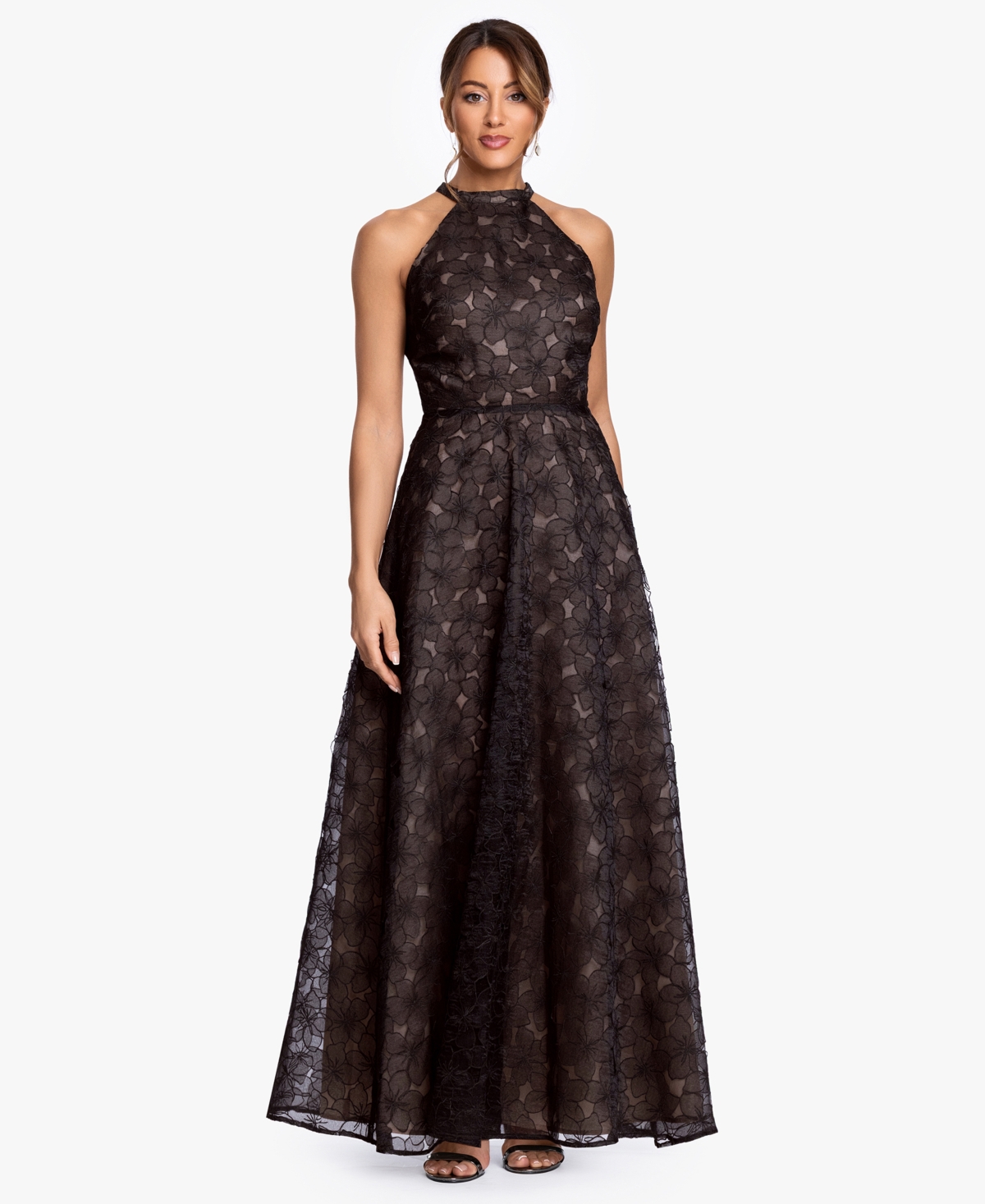 Click here for Betsy & Adam Womens Embroidered A-Line Gown - BLAC... prices