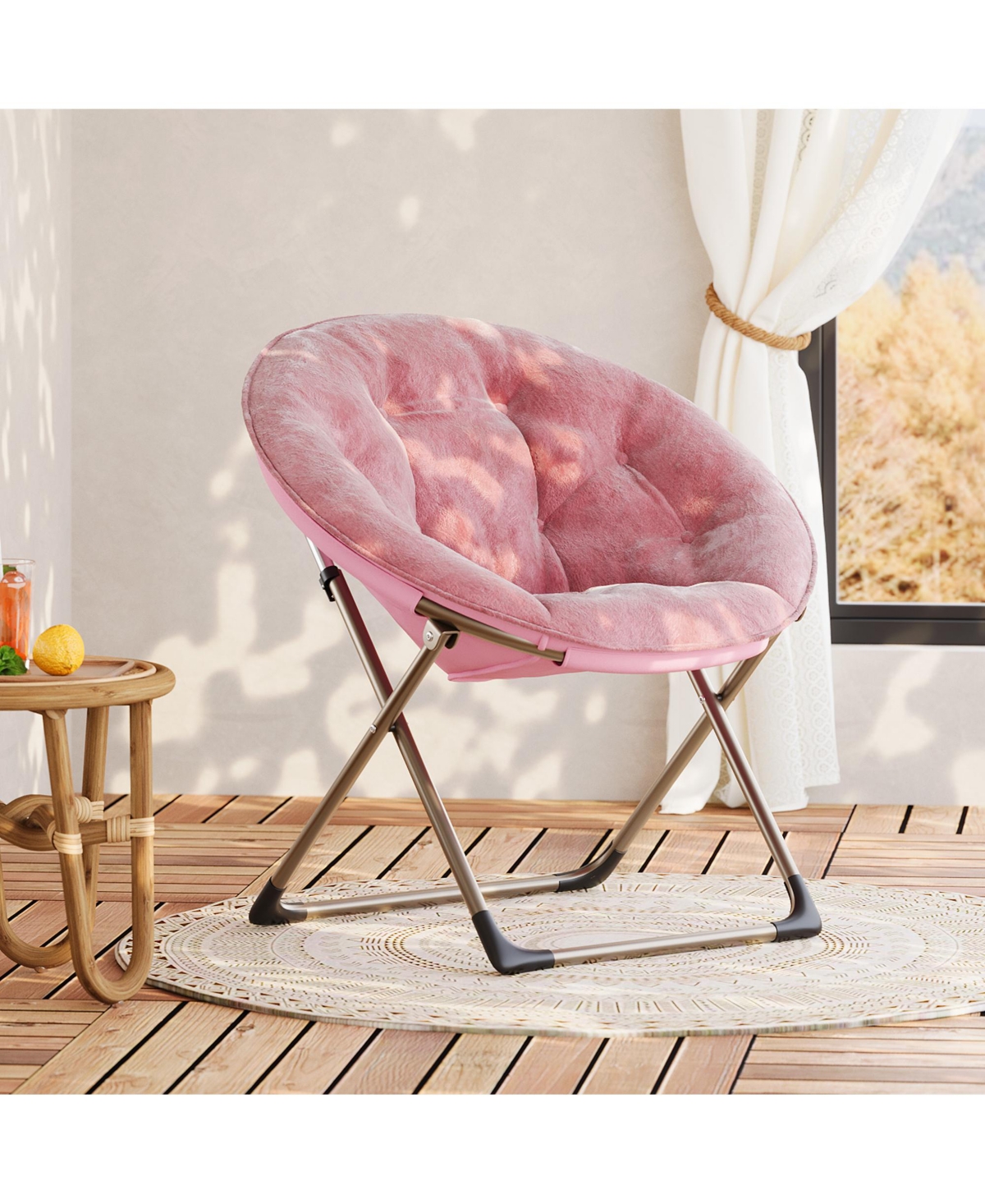 Click here for gaomon Saucer Chair Folding Faux Fur Lounge Chair... prices
