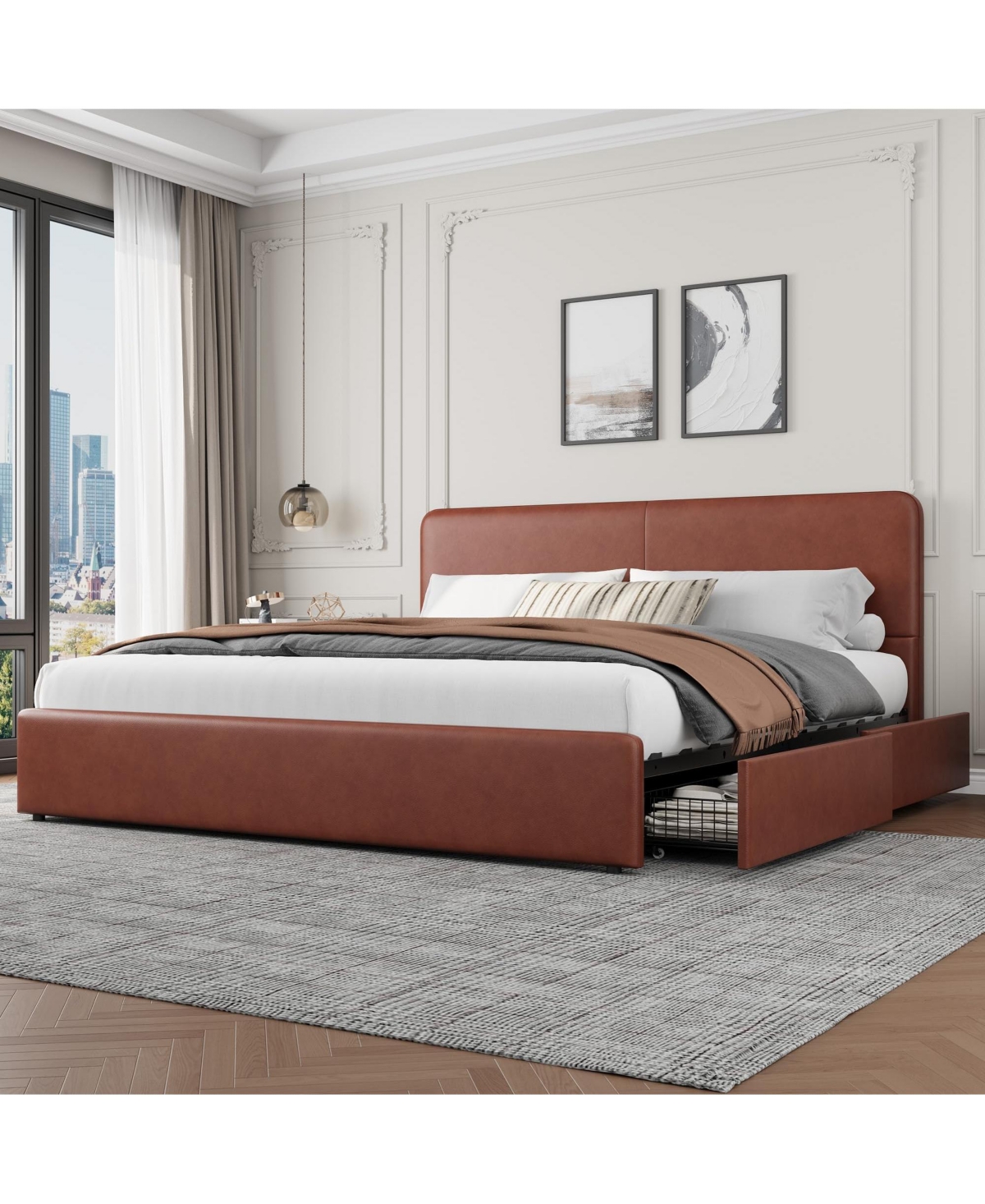 Click here for homfan Upholstered Platform Bed Frame with Headboa... prices