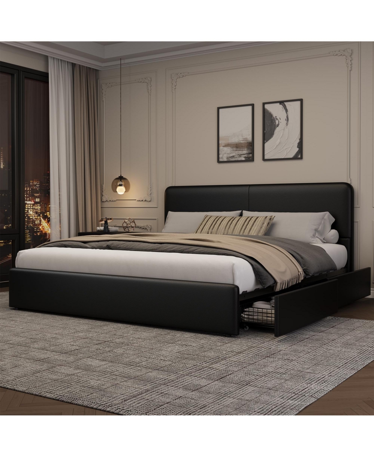 Click here for homfan Upholstered Platform Bed Frame with Headboa... prices