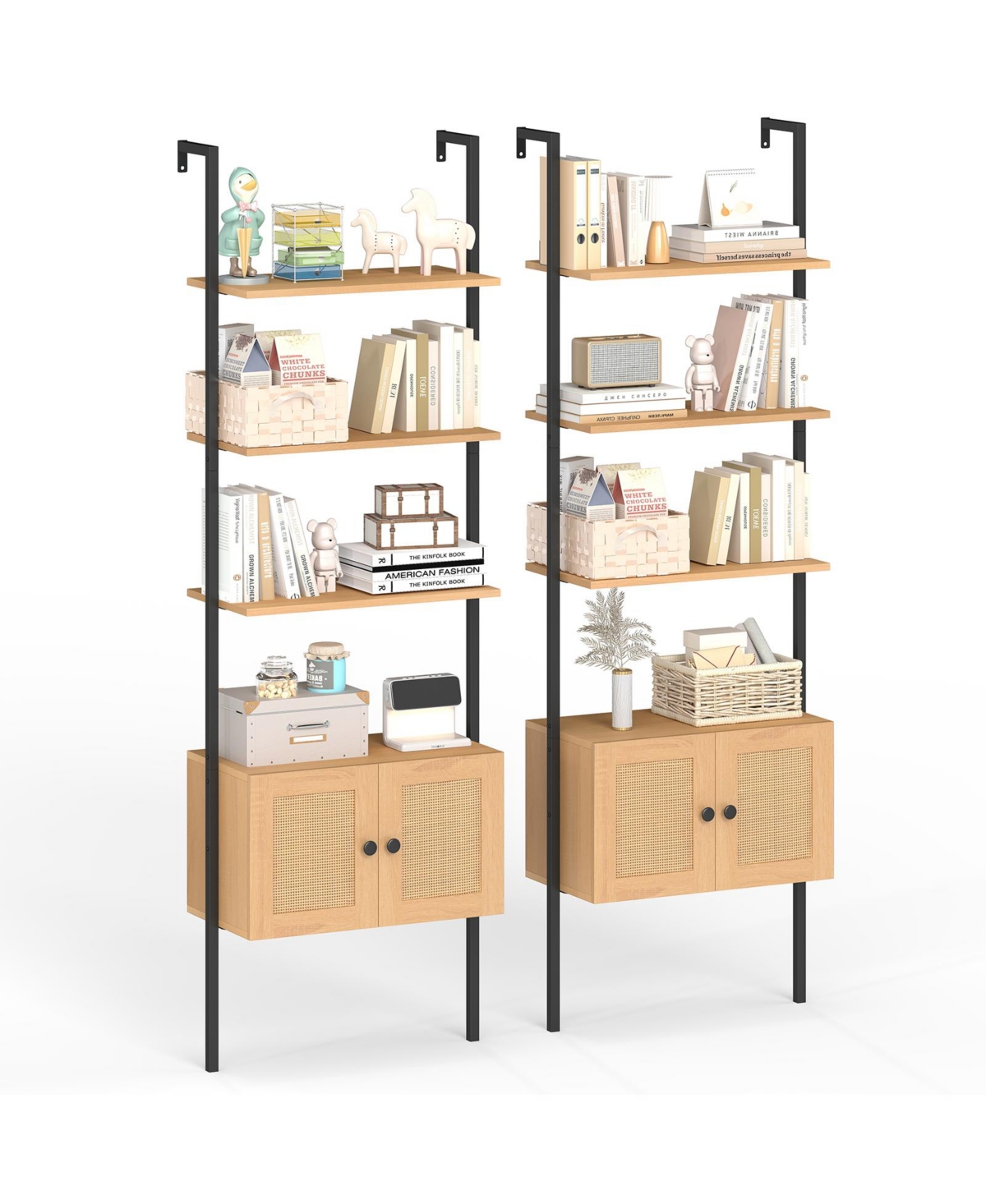 Click here for Gymax 2 pieces Wall-Mounted Ladder Shelf 5-tier Bo... prices