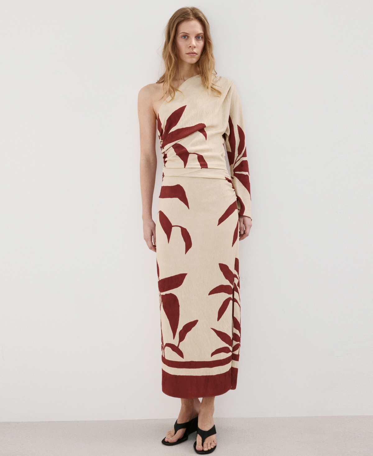 Click here for Mango Womens Gathered Body Asymmetrical Dress - Be... prices