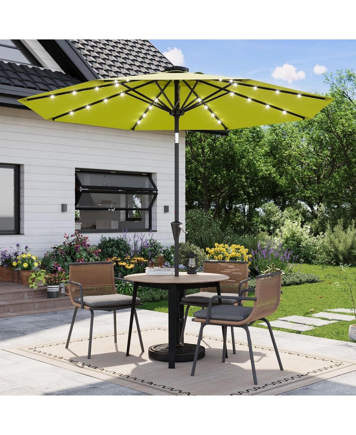 Click here for gaomon Outdoor Table Solar Patio Umbrella with 32... prices