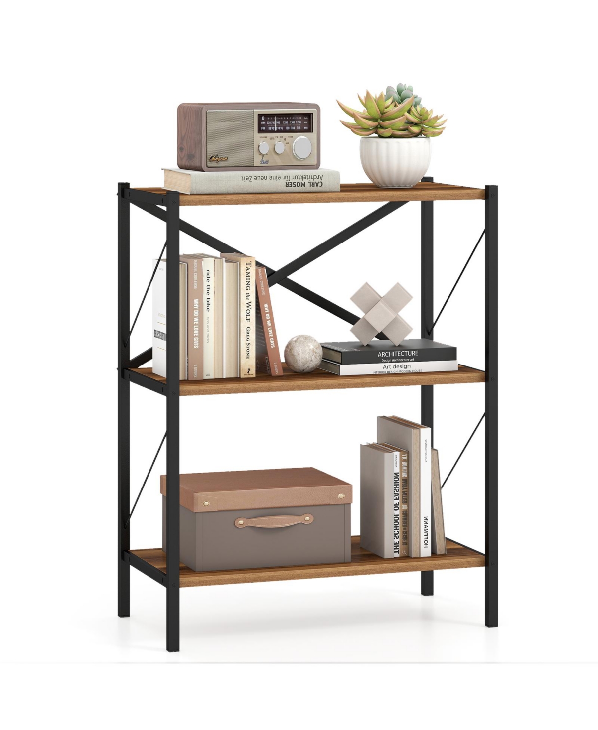 Click here for Gymax 3-Tier Bookshelf Industrial Bookcase with He... prices