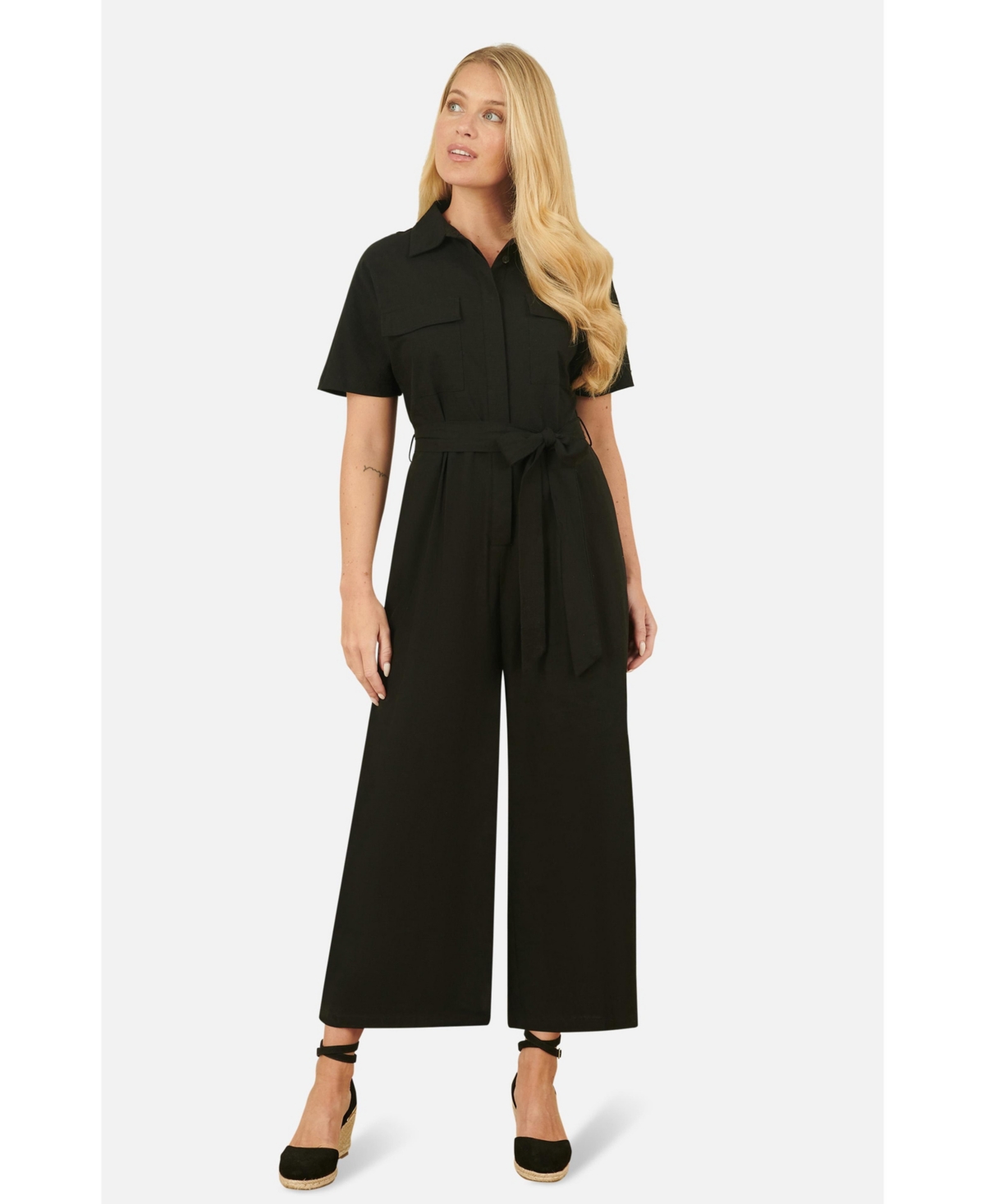 Click here for Yumi Womens Utility Relaxed Fit Jumpsuit - Black prices