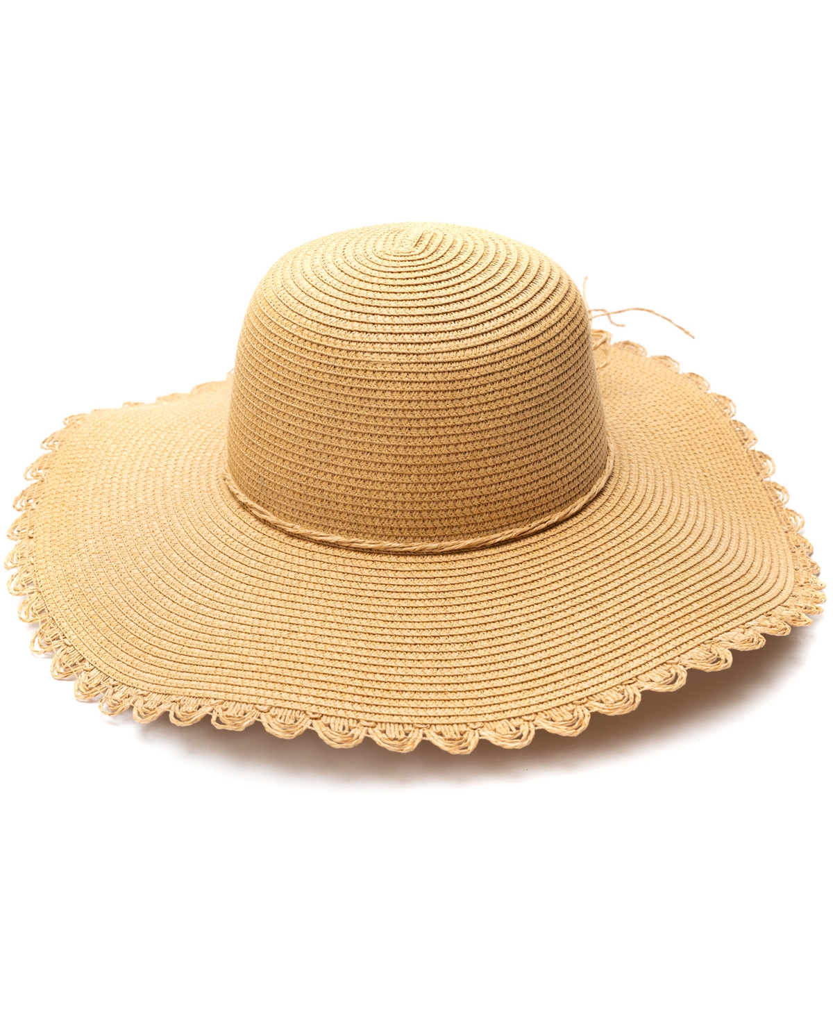 Click here for BCBGeneration Lace Edge Straw Floppy Hat - Tan prices