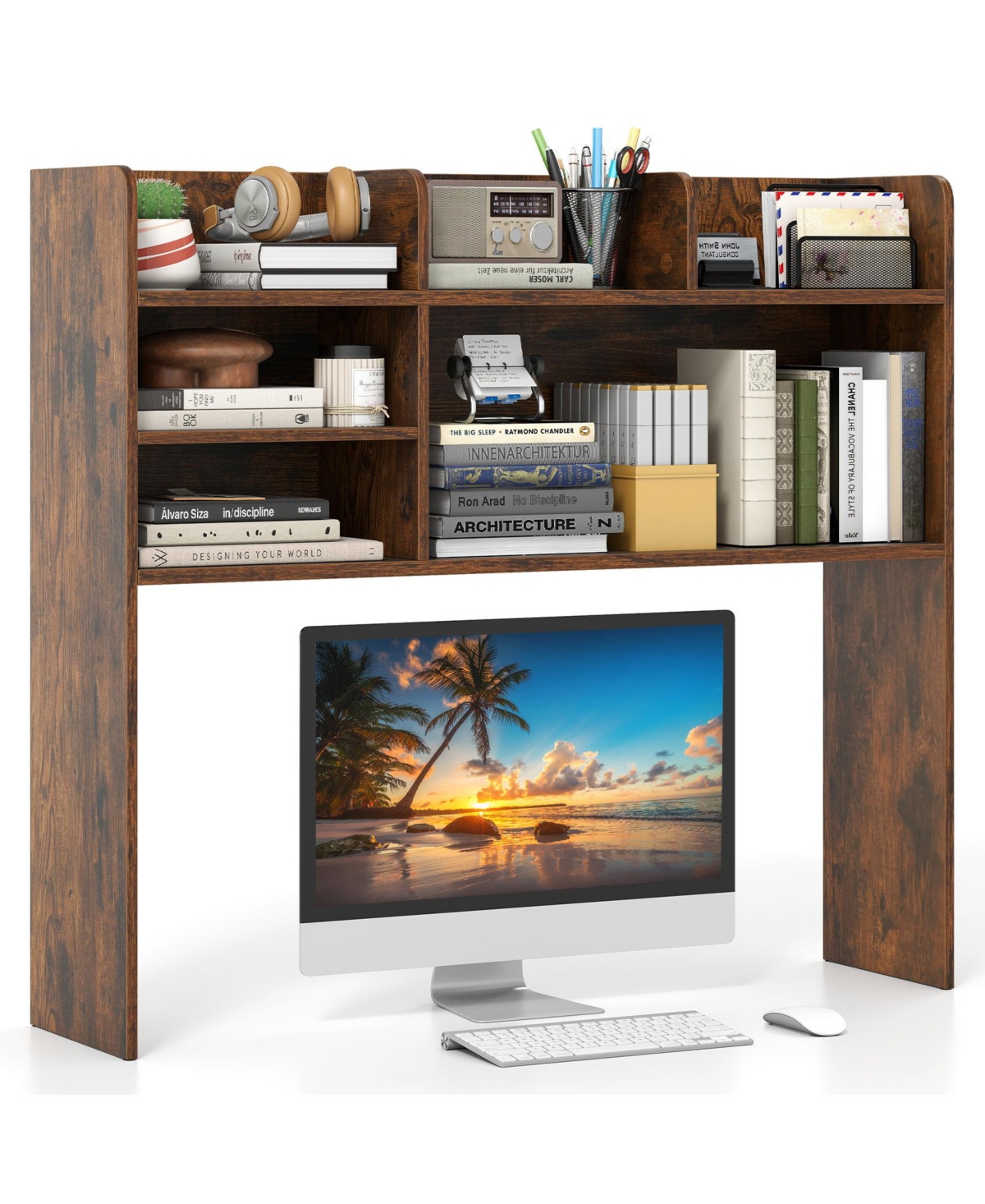Click here for Gymax 3 Tier Desktop Bookshelf with 6 Shelves Desk... prices