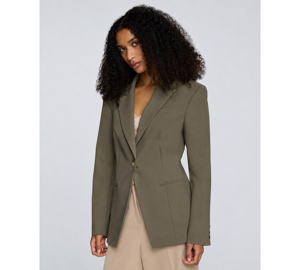 Click here for Kenneth Cole Womens Peak lapel One-Button Jacket -... prices