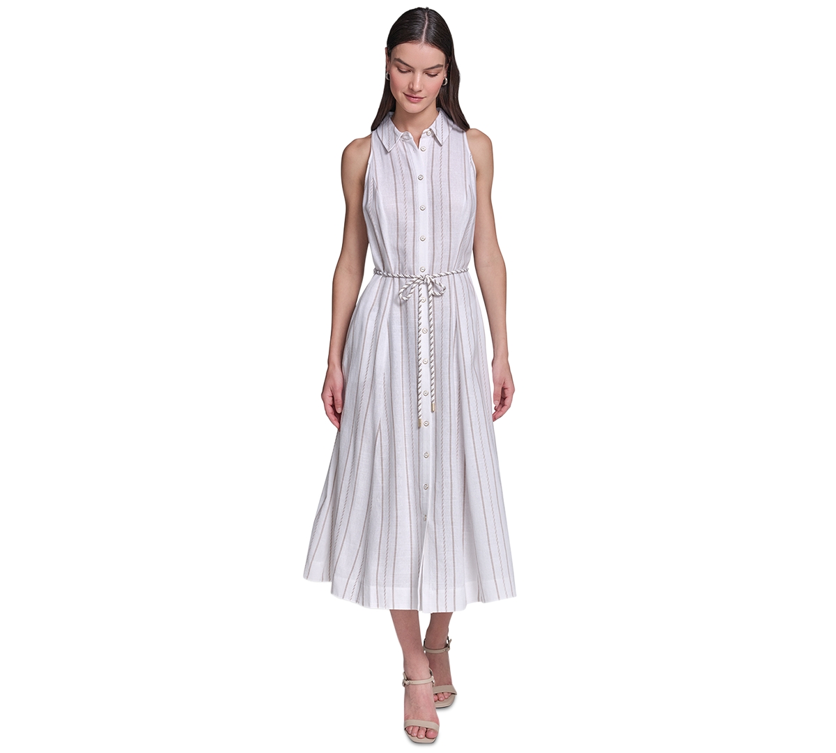 Click here for Karl Lagerfeld Paris Womens Striped Linen Midi wit... prices