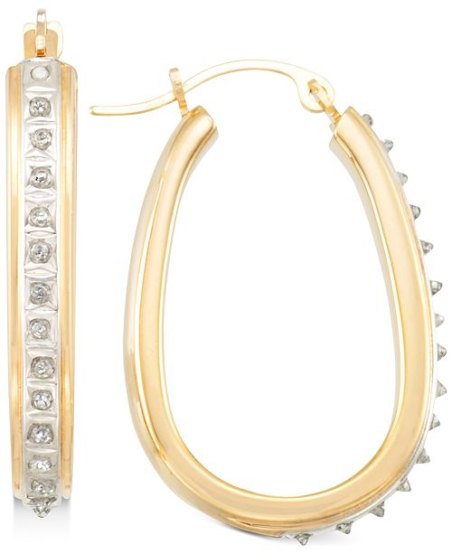 Signature Diamonds Pear-Shape Hoop Earrings in 14k Gold over Resin Core ...