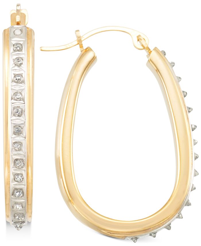 Signature Diamonds Pear-Shape Hoop Earrings in 14k Gold over Resin Core ...