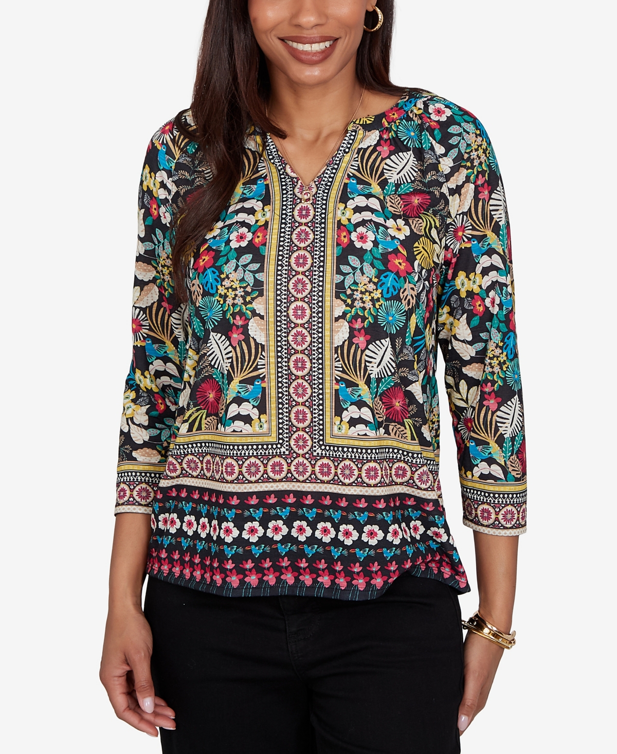 Click here for Ruby Rd. Petite Paradise Tropic Print Knit Top - B... prices