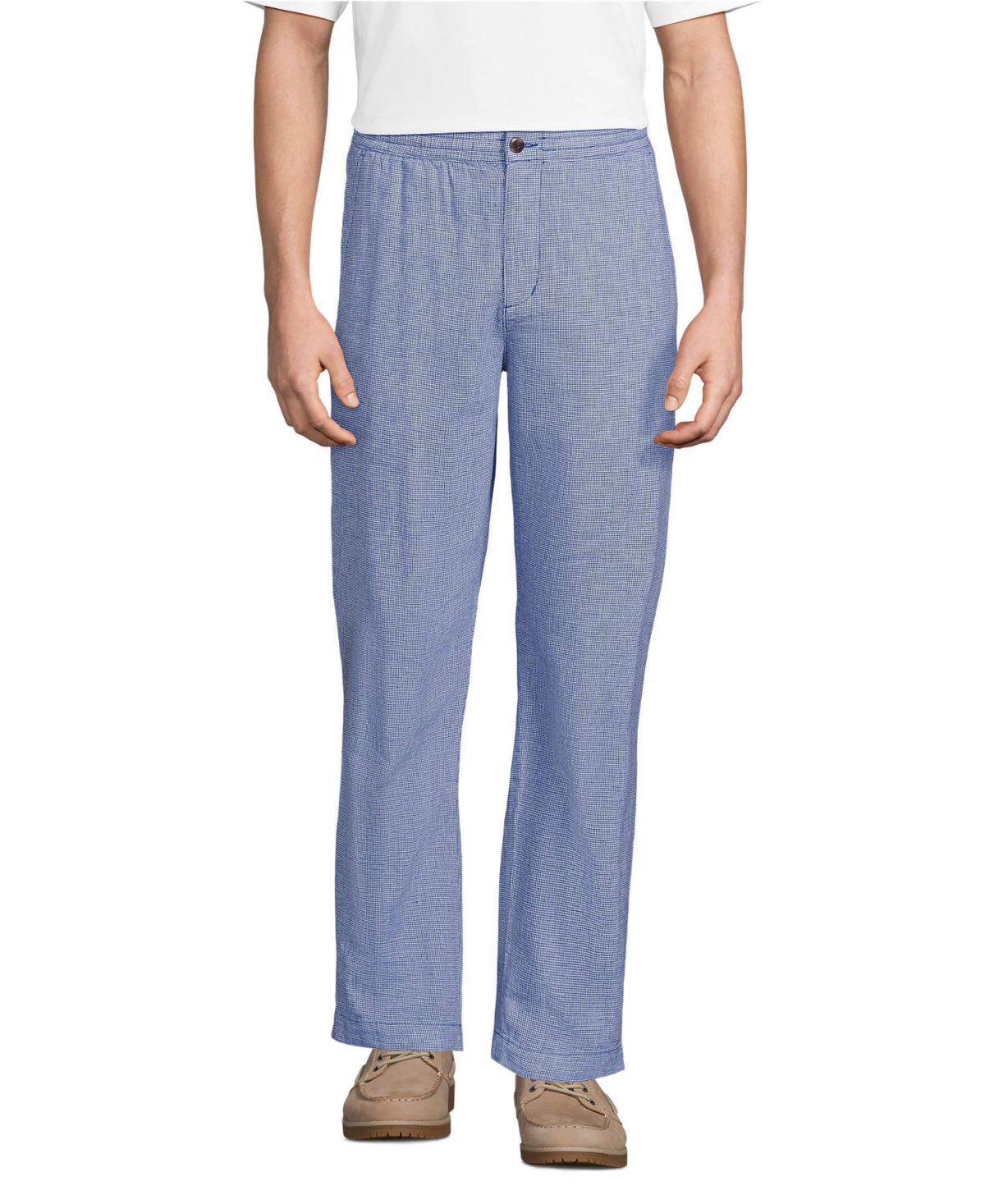 Click here for Lands End Mens Linen Cotton E-Waist Pant - Pale sa... prices