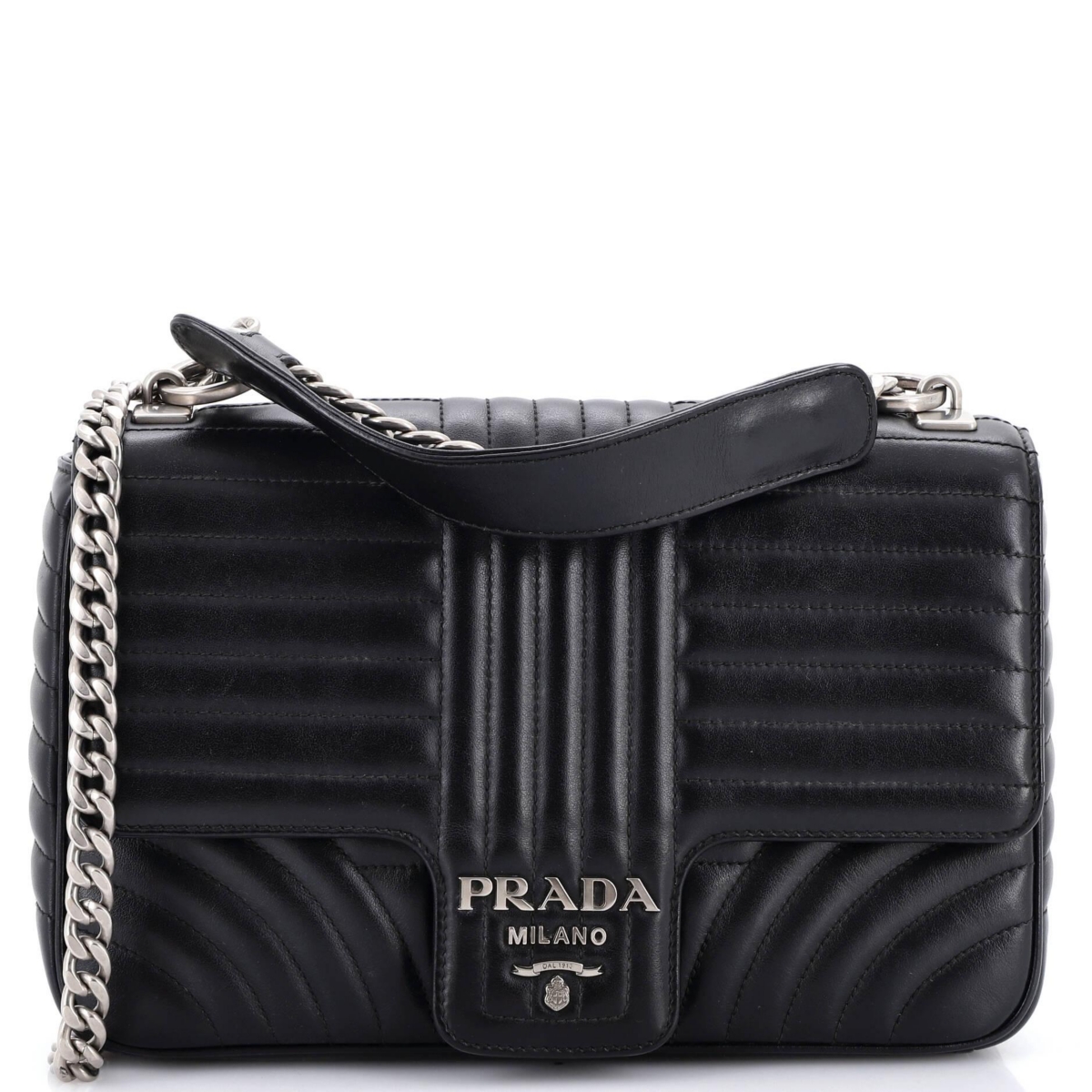 Click here for Pre-Owned Prada Large Chain Flap Shoulder Bag Diag... prices