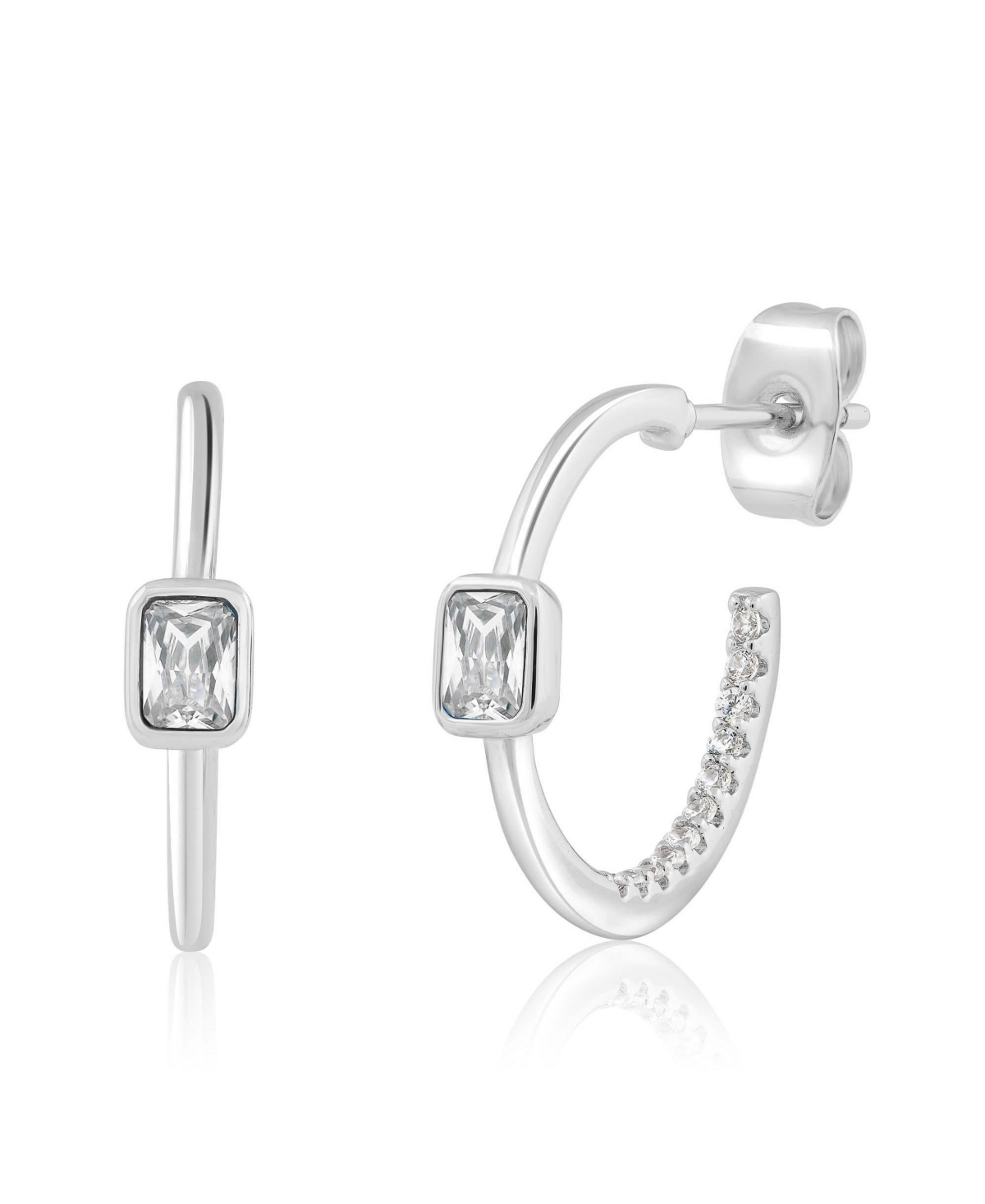 Click here for Simona Modern Bezel-Set Birthstone Cz Half Hoops -... prices