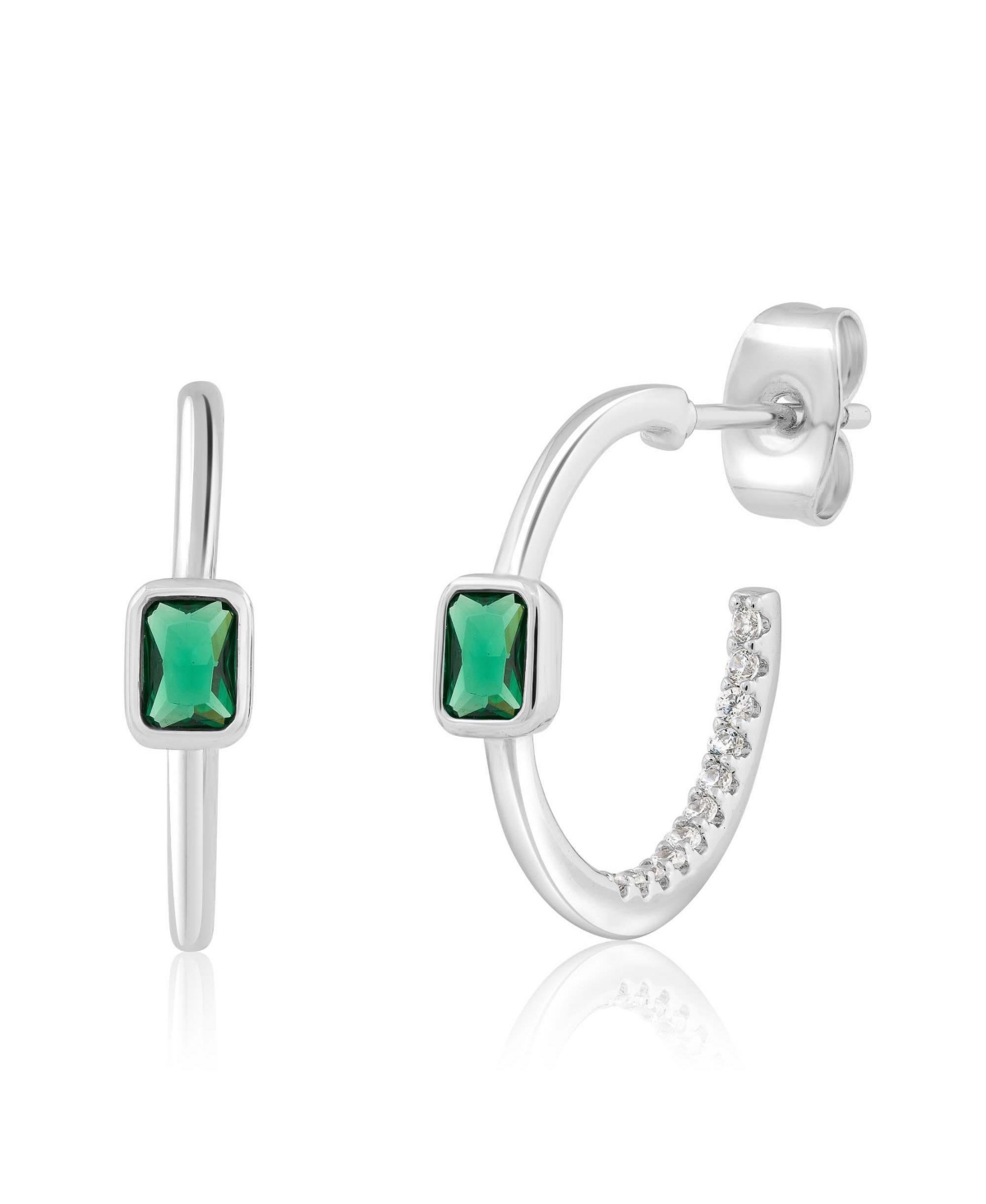 Click here for Simona Modern Bezel-Set Birthstone Cz Half Hoops -... prices