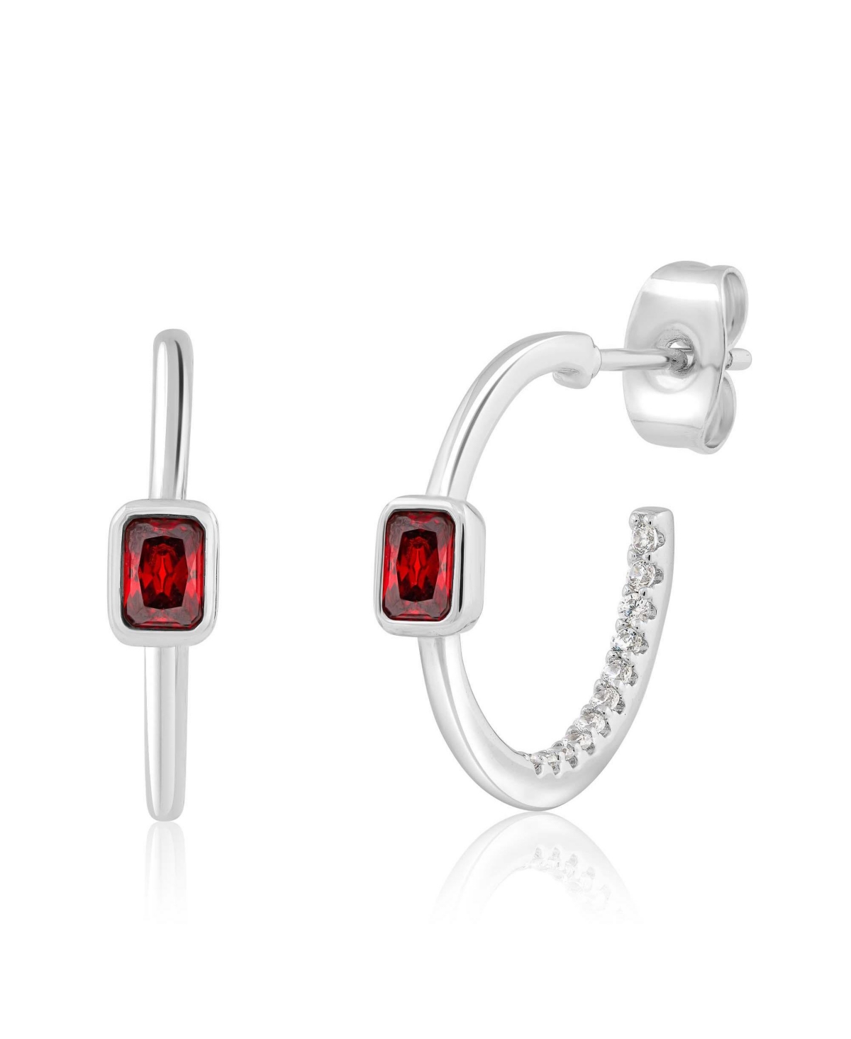 Click here for Simona Modern Bezel-Set Birthstone Cz Half Hoops -... prices