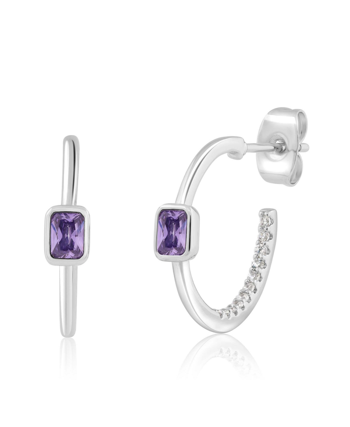 Click here for Simona Modern Bezel-Set Birthstone Cz Half Hoops -... prices