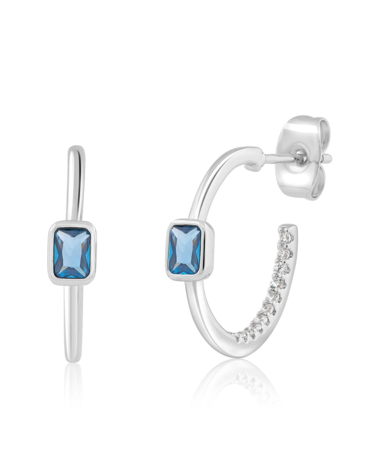 Click here for Simona Modern Bezel-Set Birthstone Cz Half Hoops -... prices