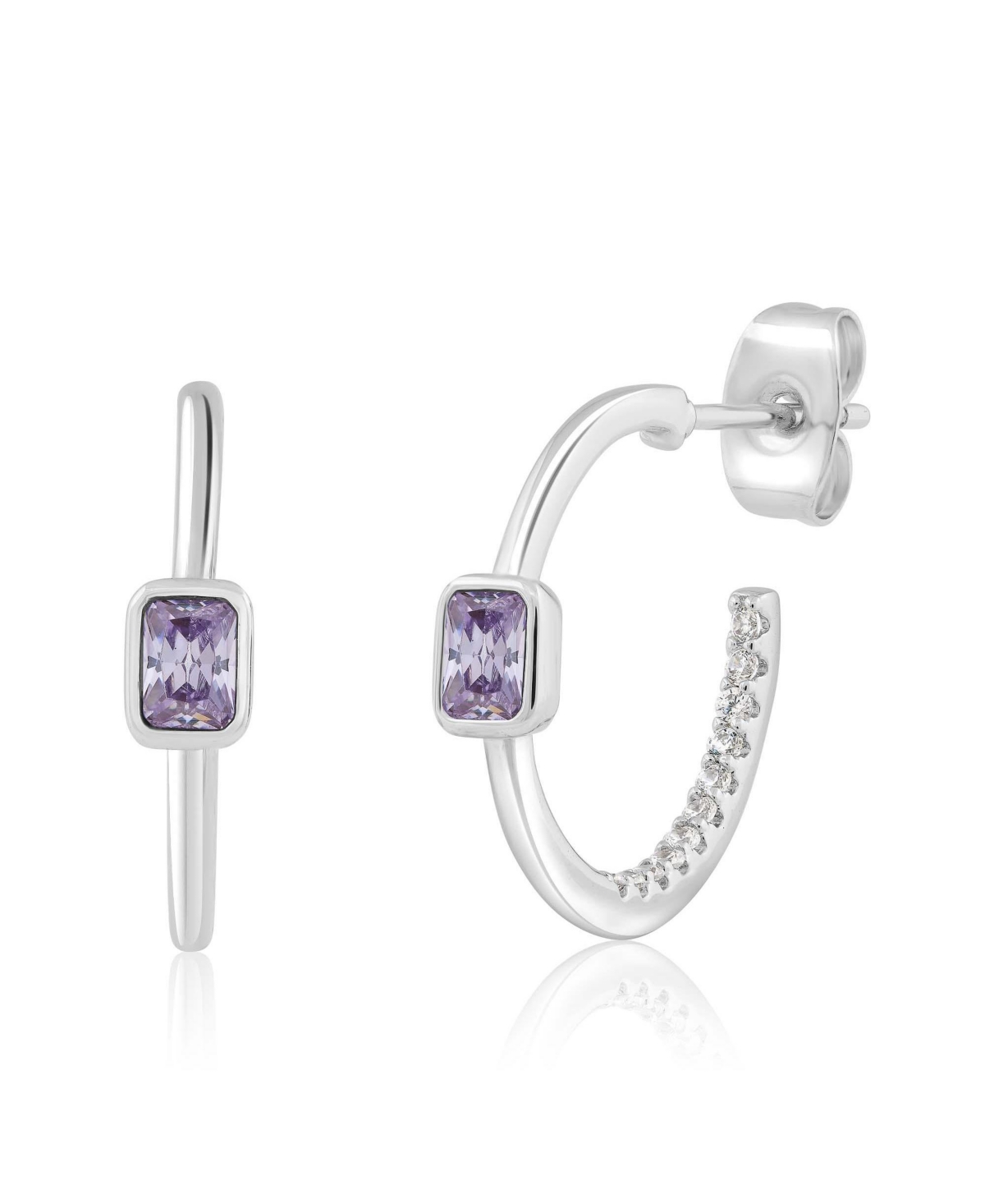 Click here for Simona Modern Bezel-Set Birthstone Cz Half Hoops -... prices
