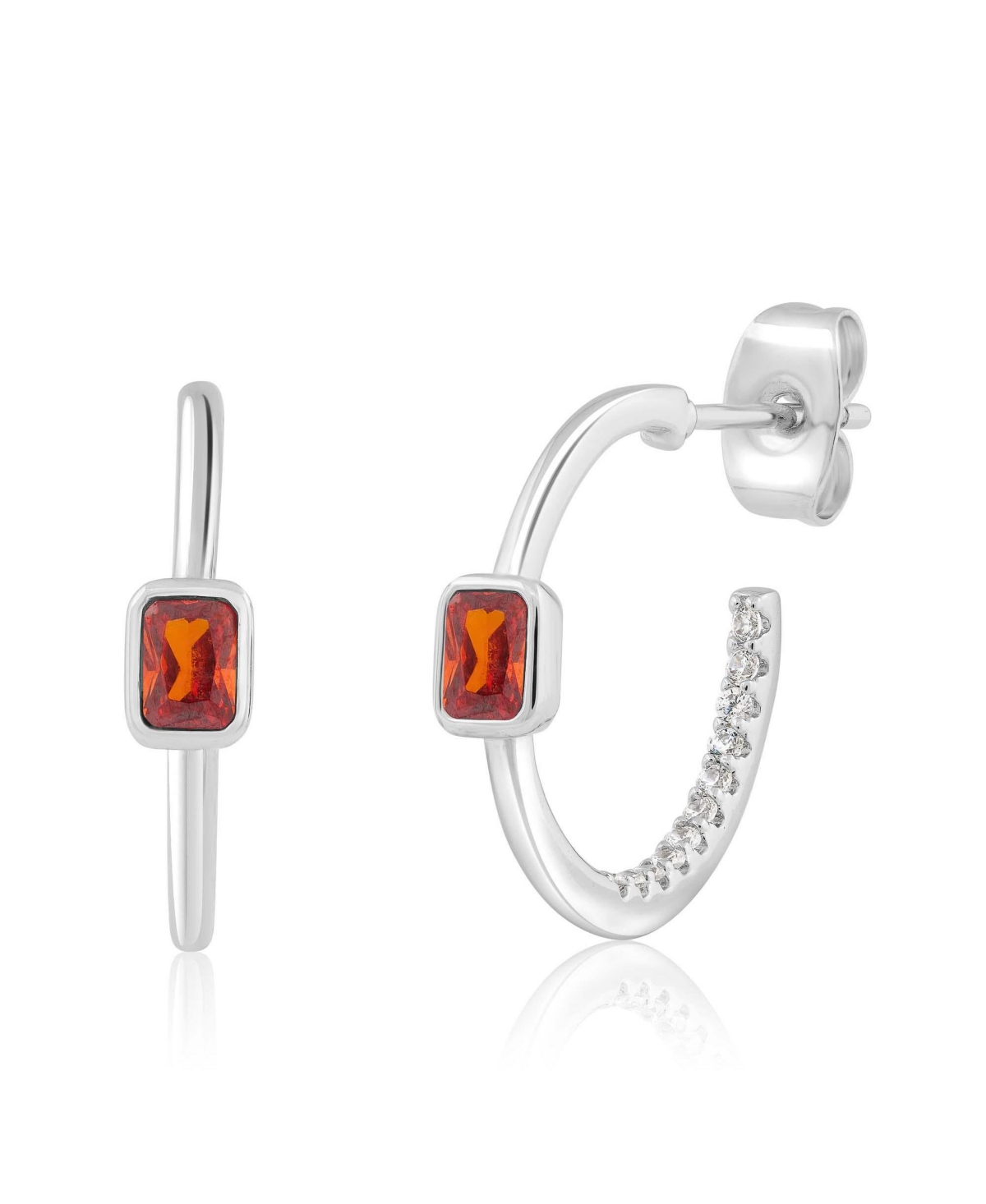 Click here for Simona Modern Bezel-Set Birthstone Cz Half Hoops -... prices