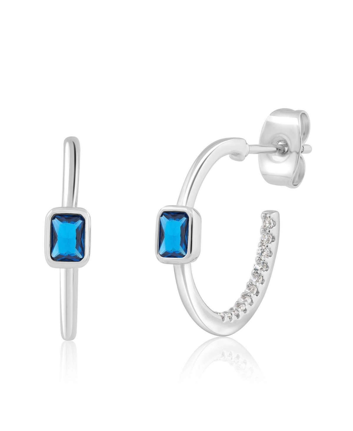 Click here for Simona Modern Bezel-Set Birthstone Cz Half Hoops -... prices