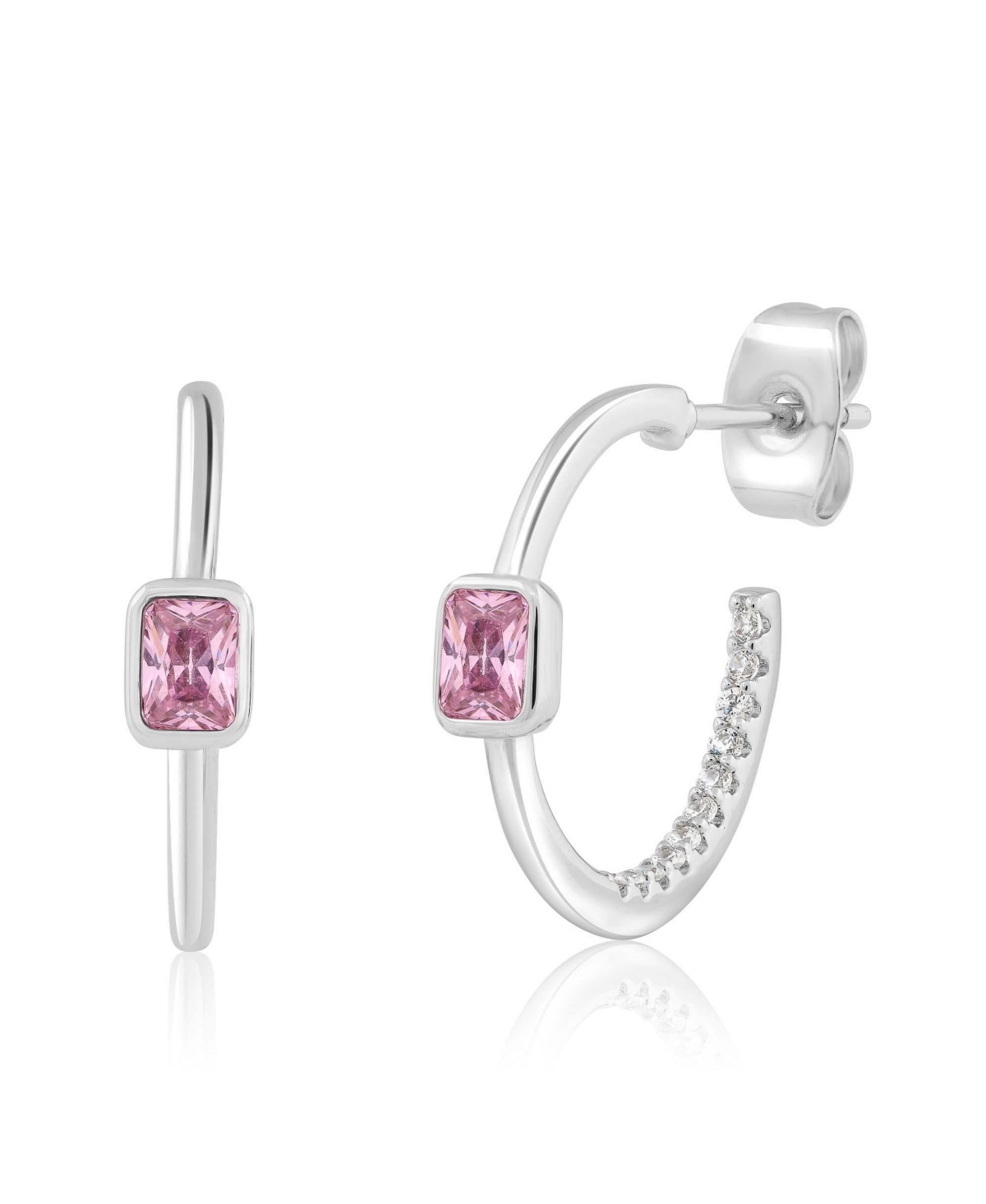Click here for Simona Modern Bezel-Set Birthstone Cz Half Hoops -... prices
