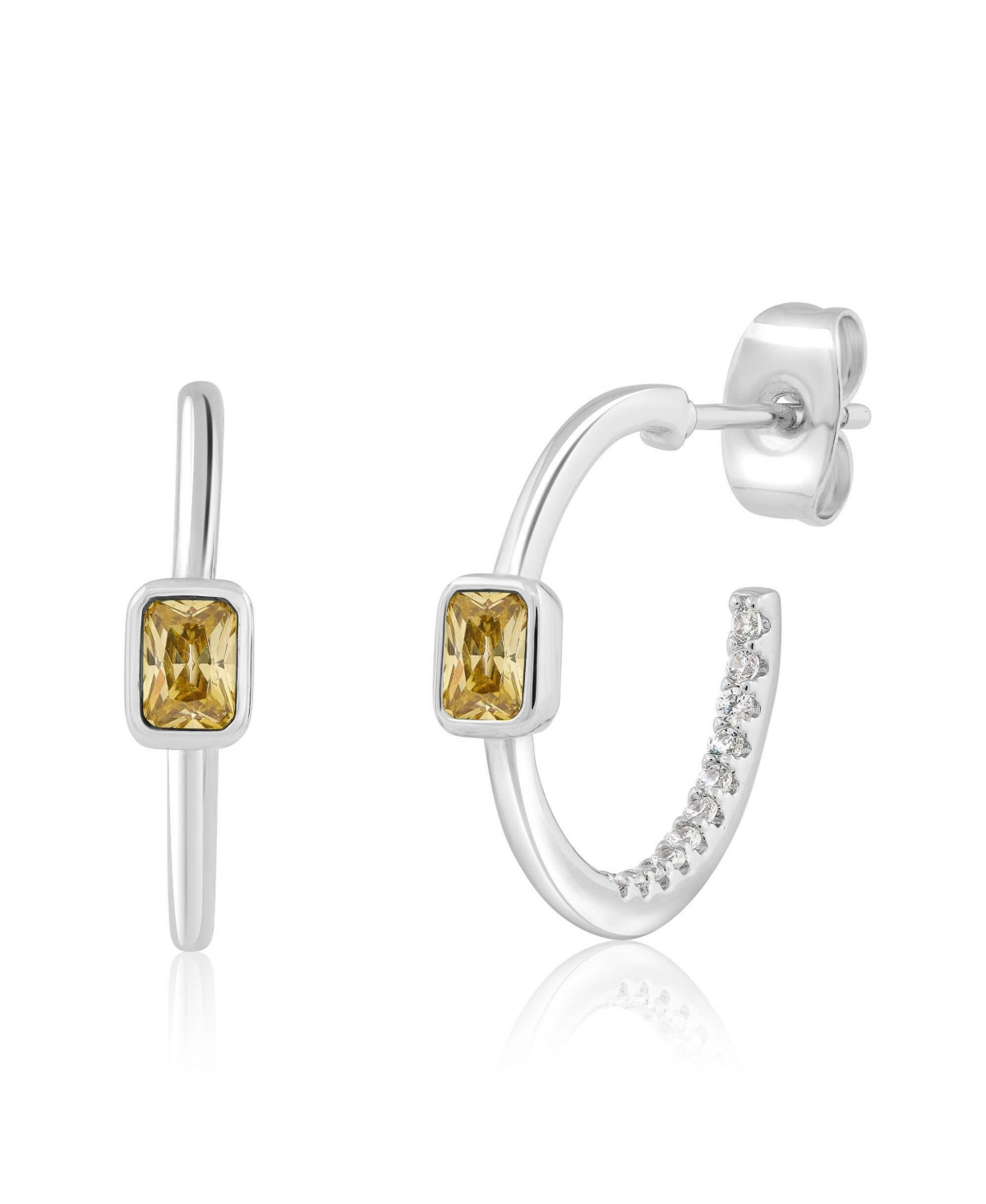 Click here for Simona Modern Bezel-Set Birthstone Cz Half Hoops -... prices