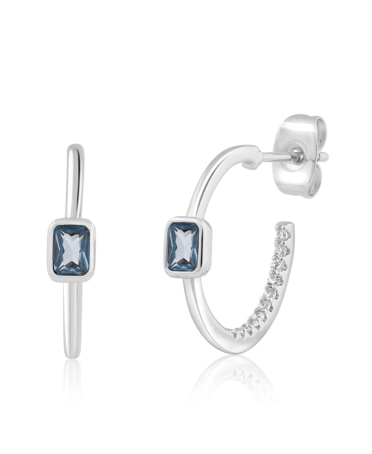 Click here for Simona Modern Bezel-Set Birthstone Cz Half Hoops -... prices