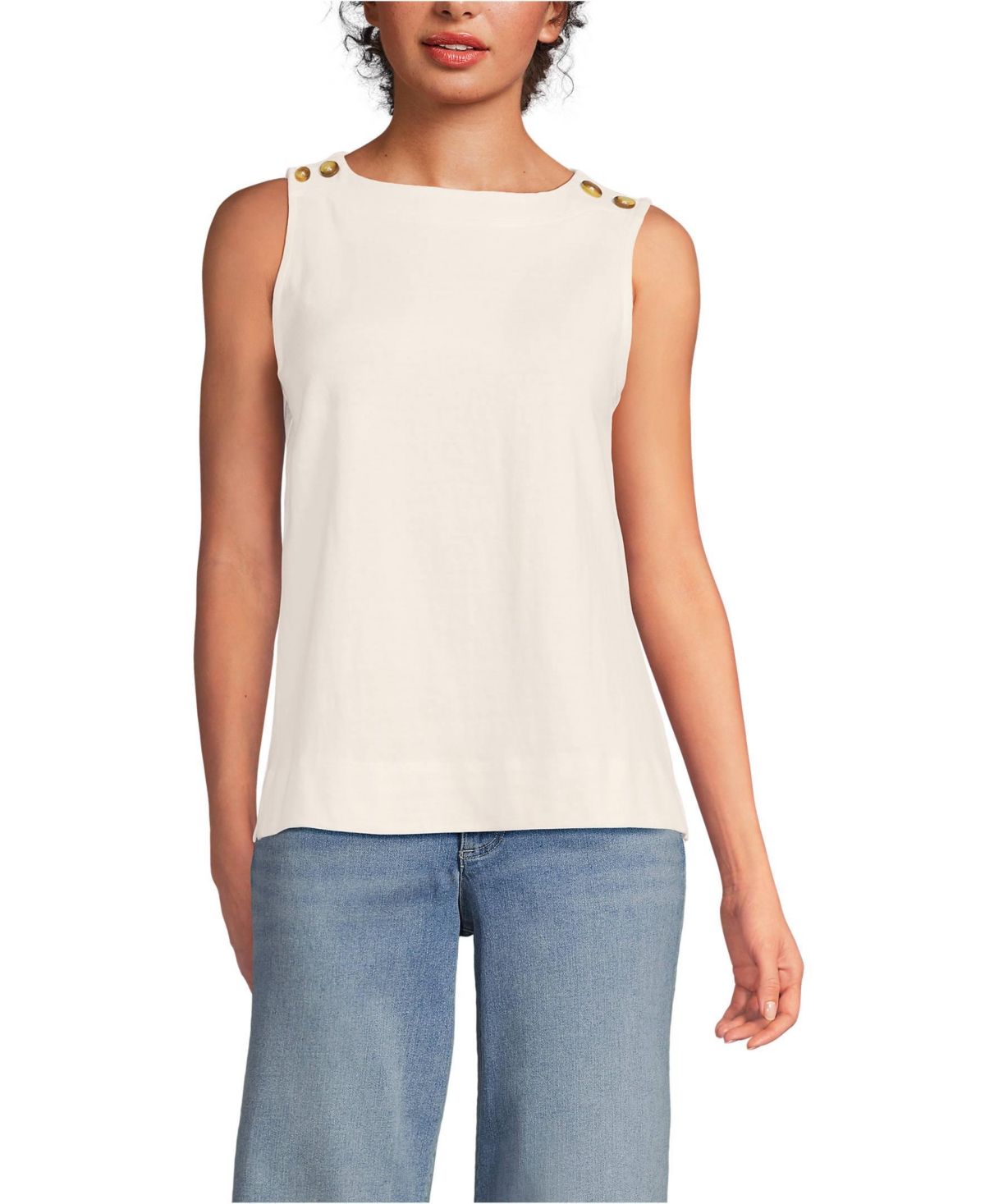 Click here for Lands End Womens Mariner Button Shoulder Tank - Iv... prices