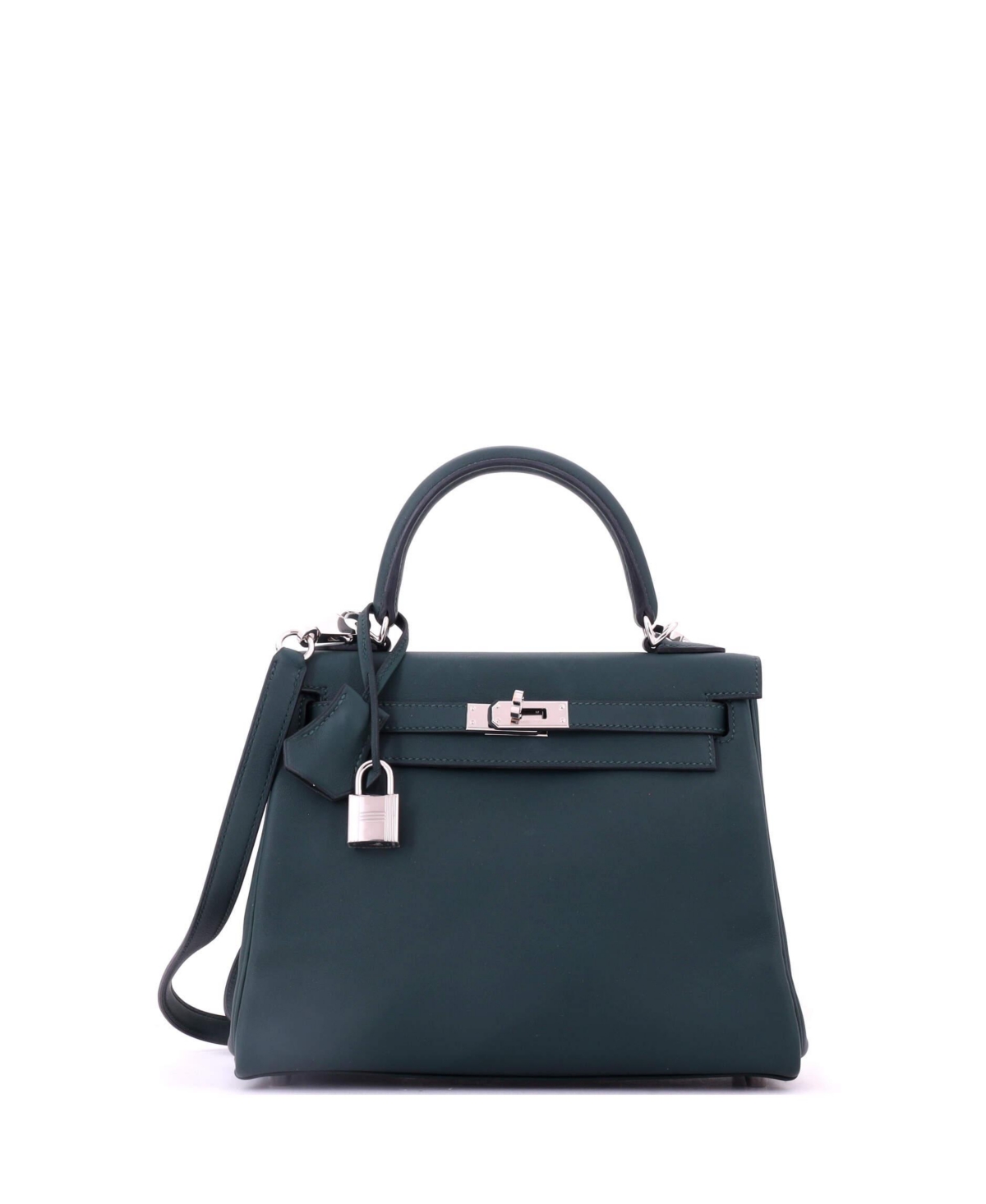 Click here for Pre-Owned HERMES Kelly 25 Handbag Green Swift with... prices