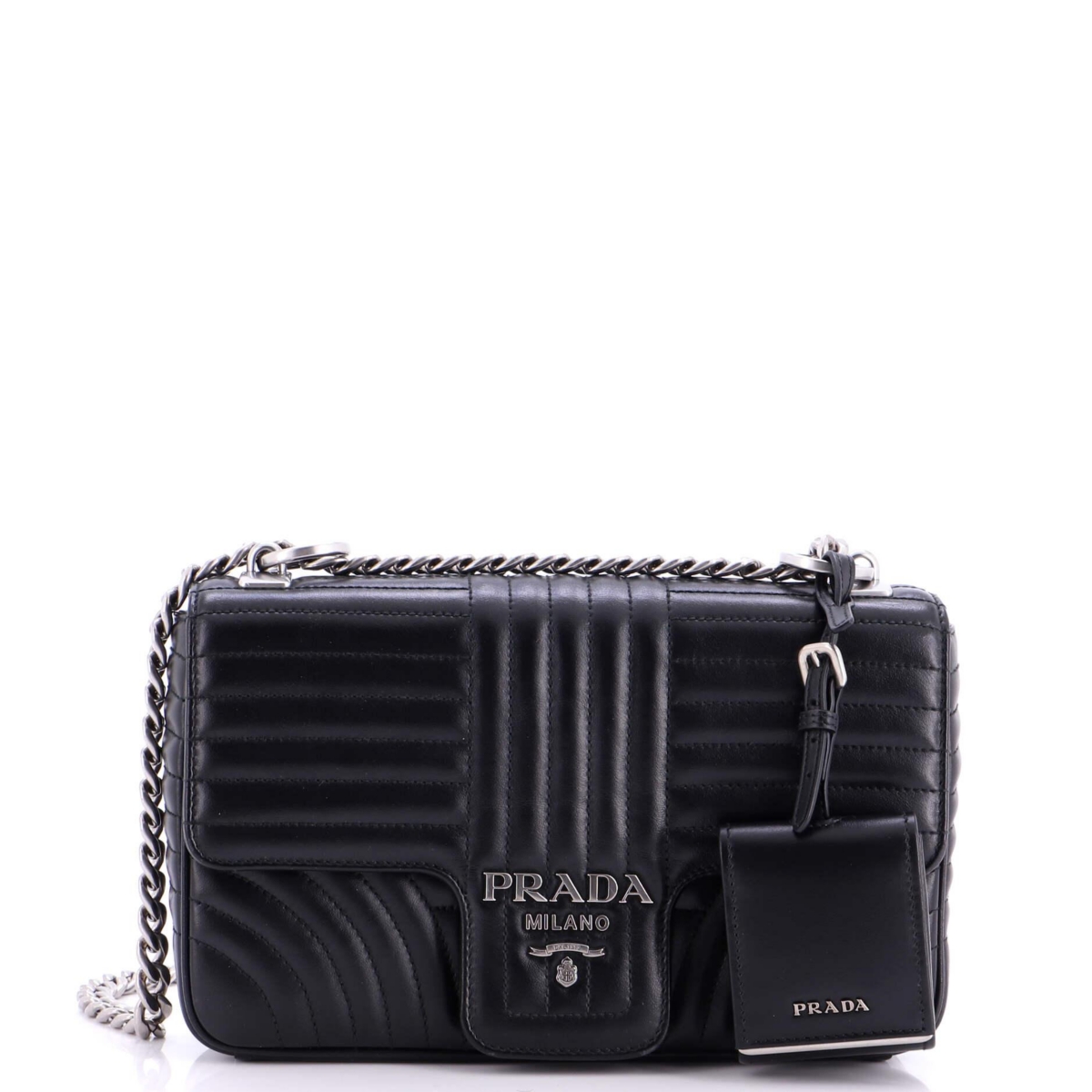 Click here for Pre-Owned Prada Medium Chain Flap Shoulder Bag Dia... prices