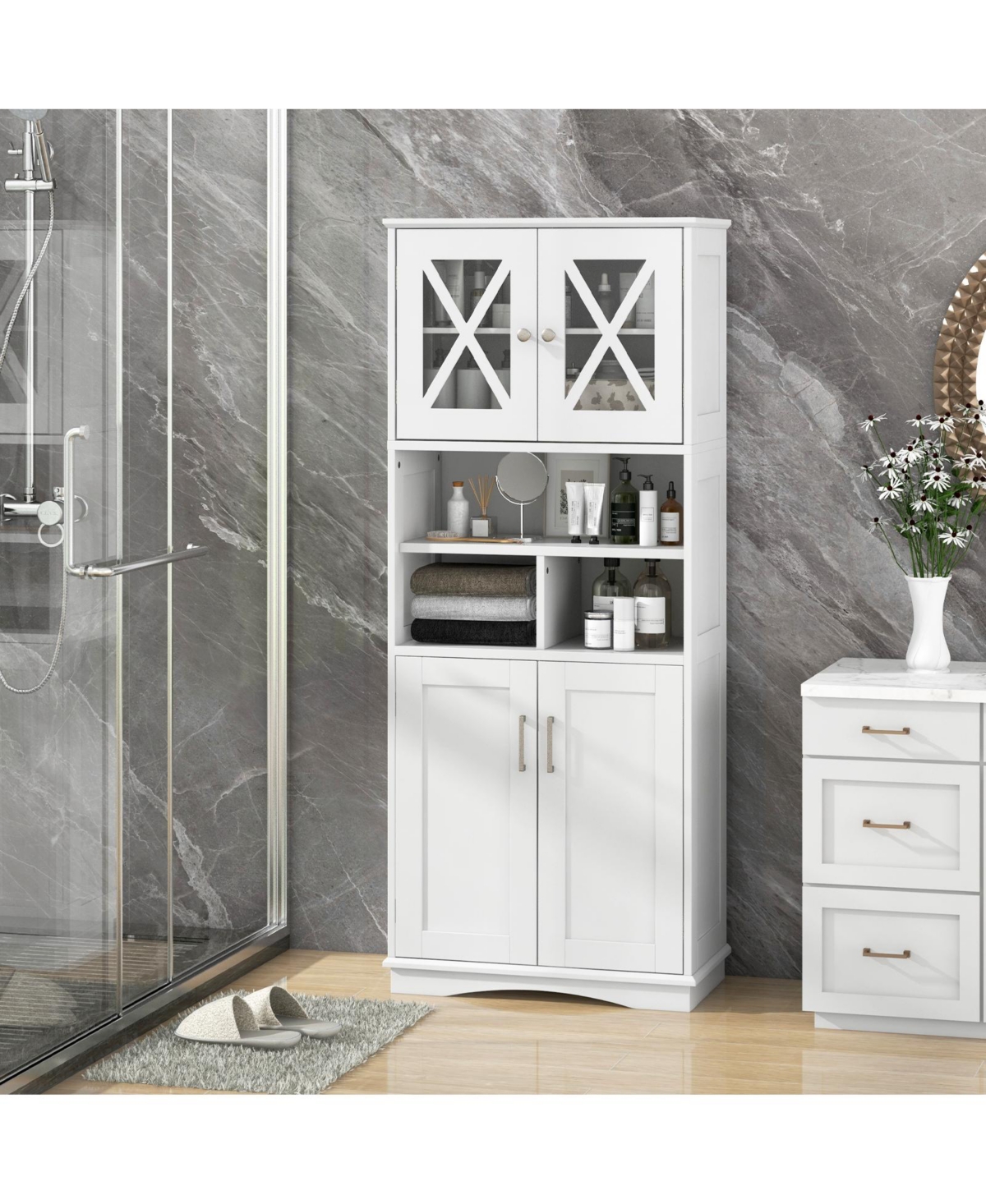 Click here for sumyeg Tall Bathroom Floor Storage Cabinet with Ac... prices