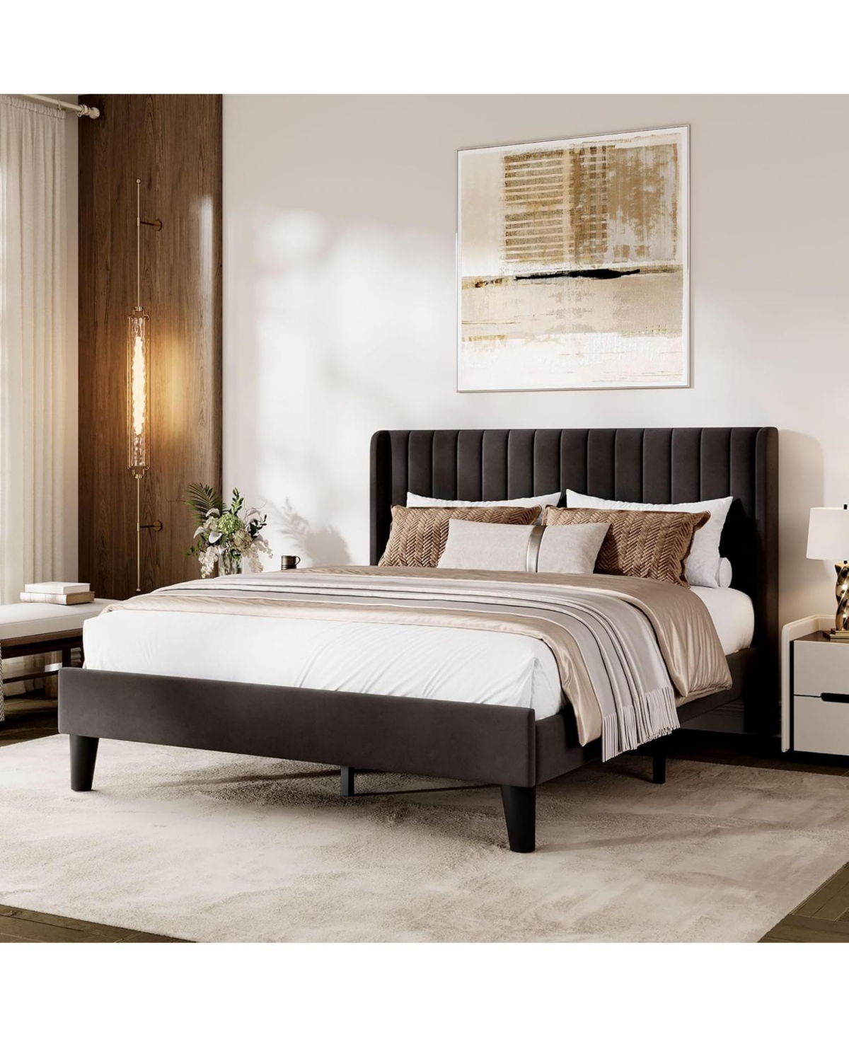 Click here for gaomon Size Upholstered Platform Bed Frame with Ve... prices