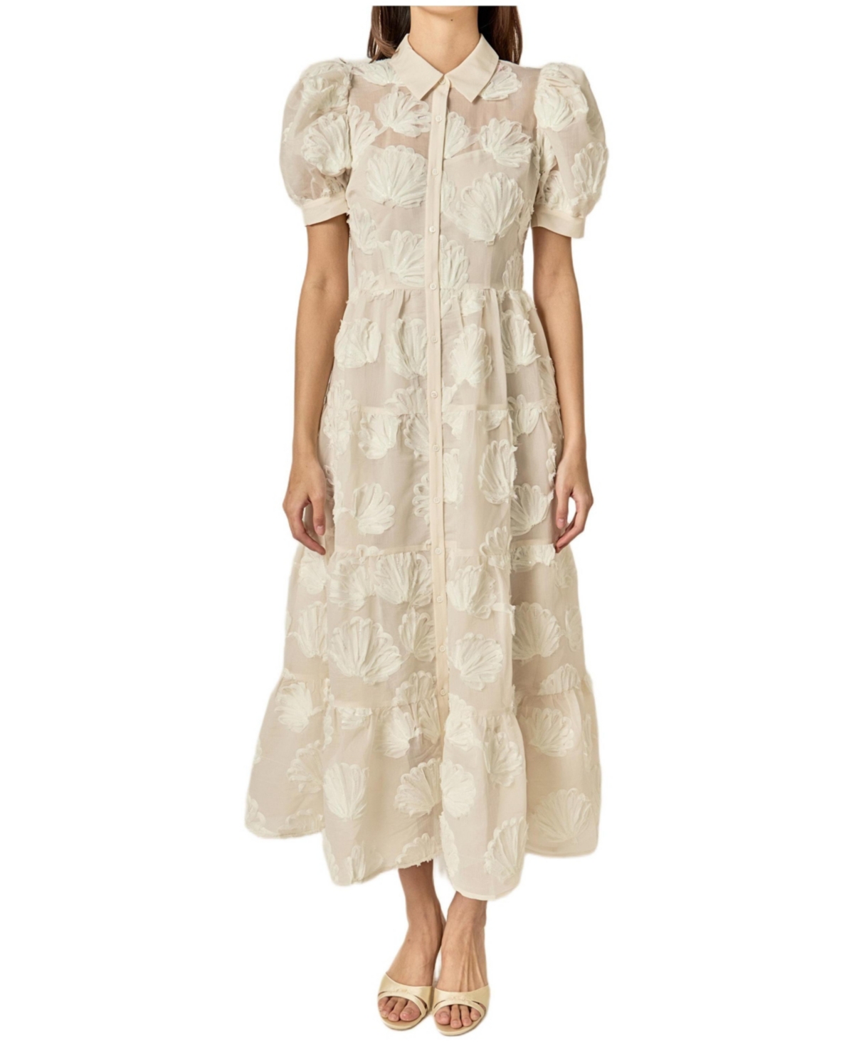 Click here for English Factory Womens Shell Midi Shirt Dress - Wh... prices