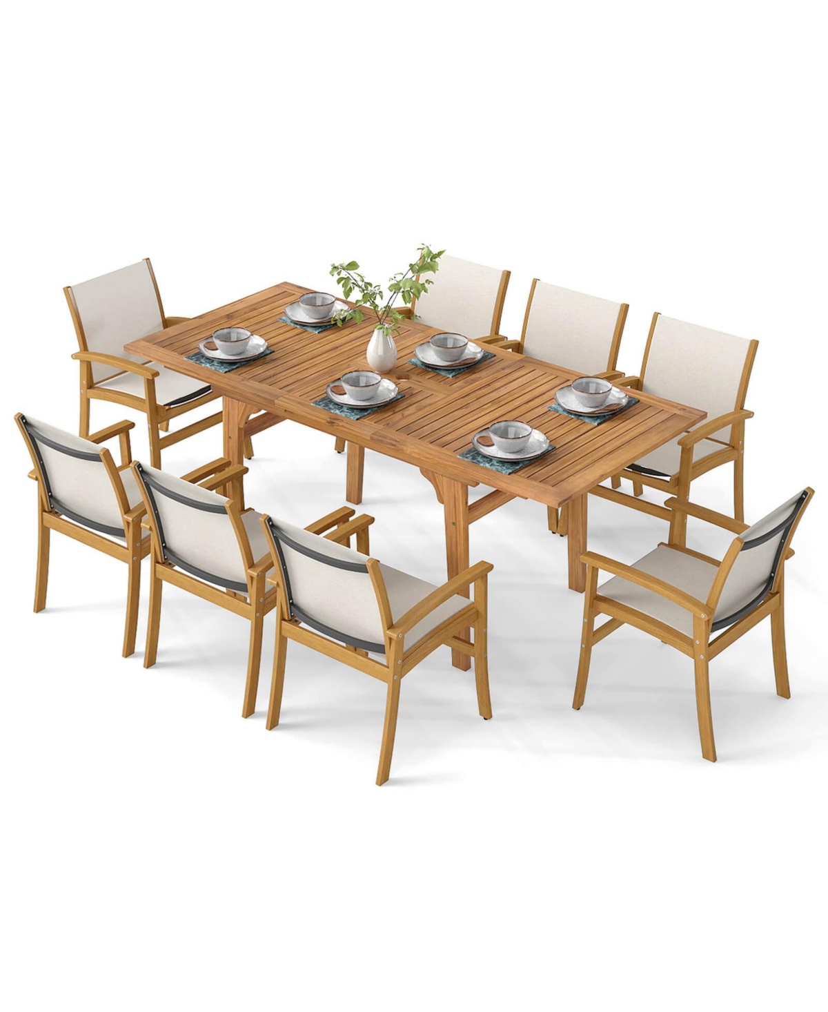 Click here for Costway 9Pieces Acacia Wood Outdoor Dining Set wit... prices