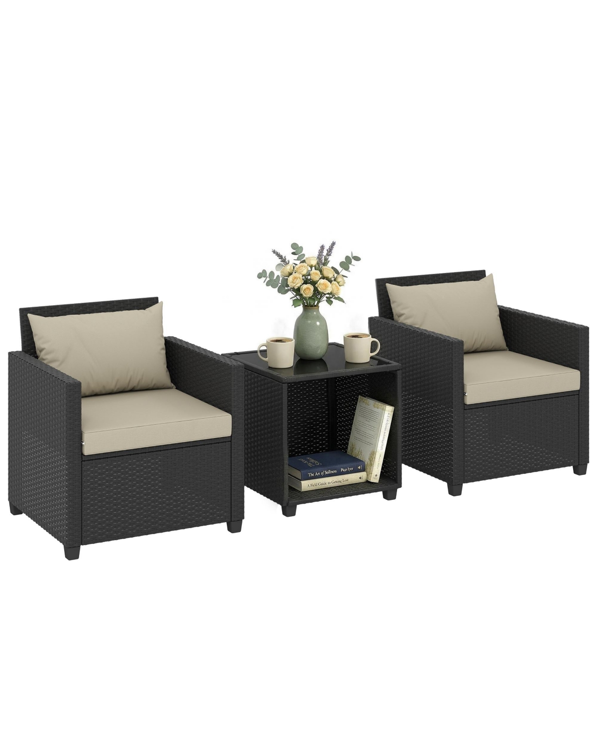 Click here for Outsunny 3 Piece Patio Bistro Set  Wicker Furnitur... prices