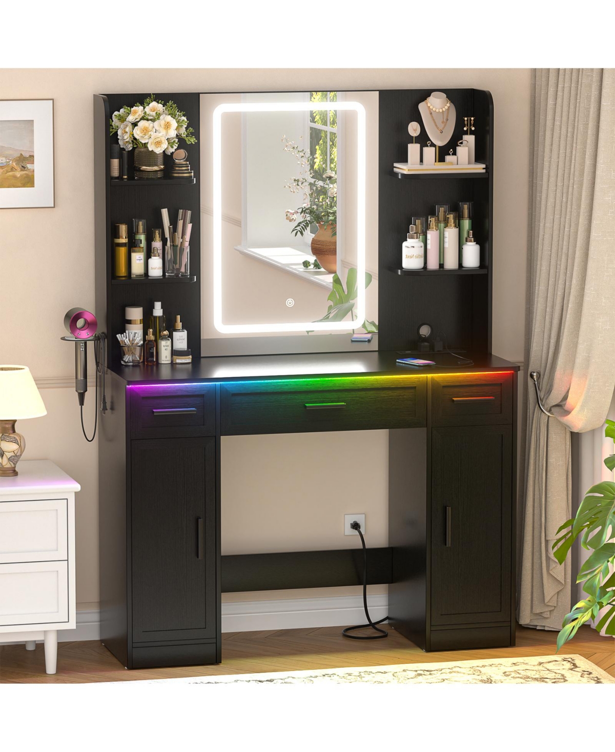 Click here for Aheaplus Vanity Desk with Mirror  Farmhouse Vanity... prices