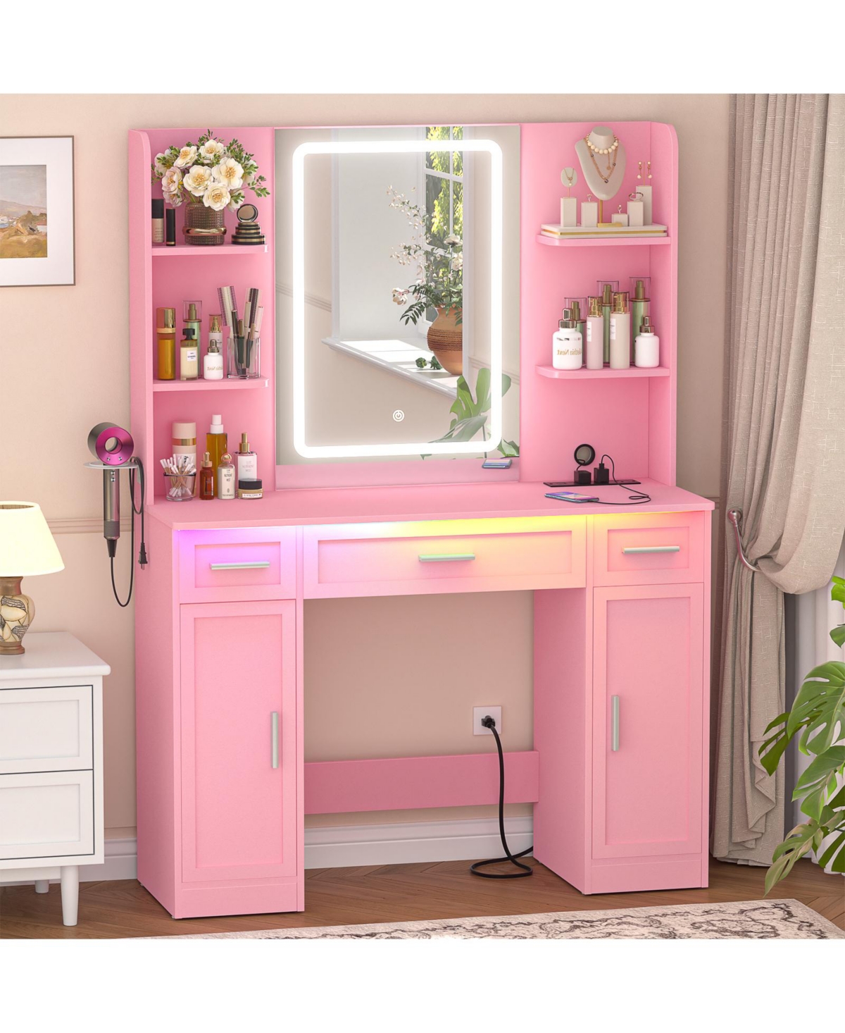 Click here for Aheaplus Vanity Desk with Mirror  Farmhouse Vanity... prices