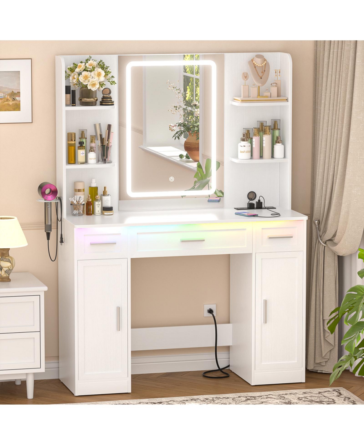 Click here for Aheaplus Vanity Desk with Mirror  Farmhouse Vanity... prices