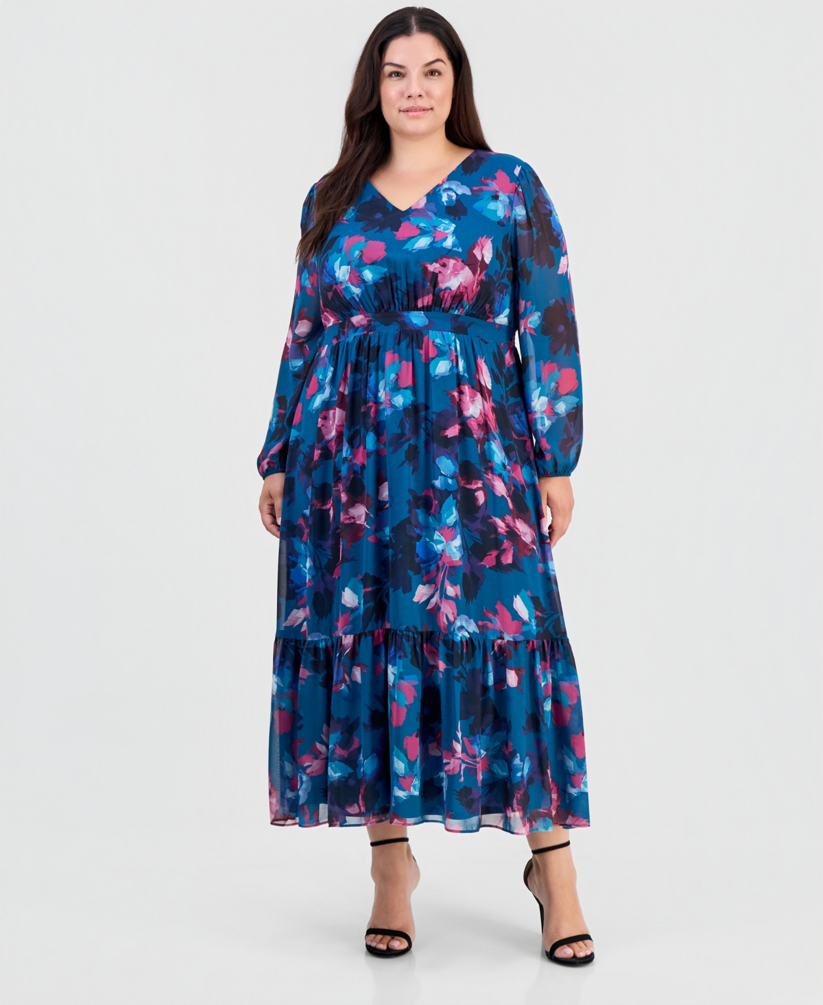 Click here for Kasper Plus Size Smocked-Back Balloon-Sleeve Dress... prices